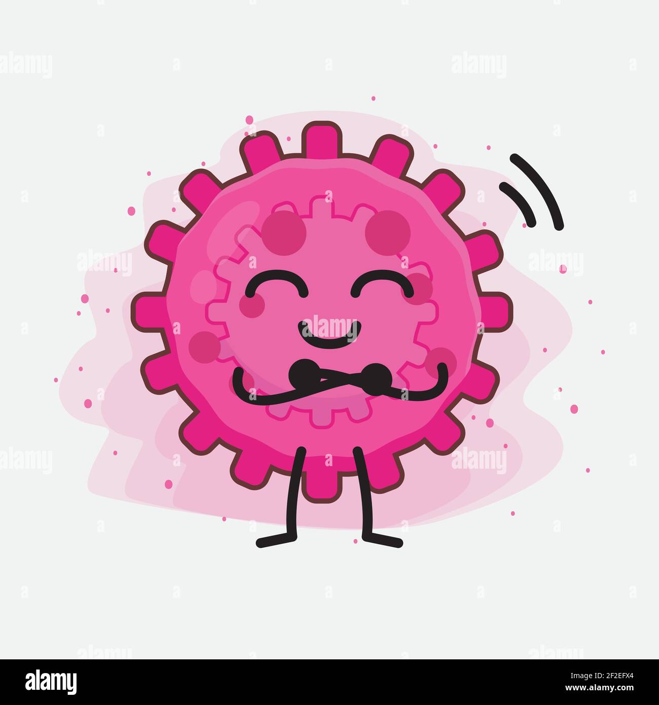 Vector Illustration of Pink Virus Character with cute face, simple ...
