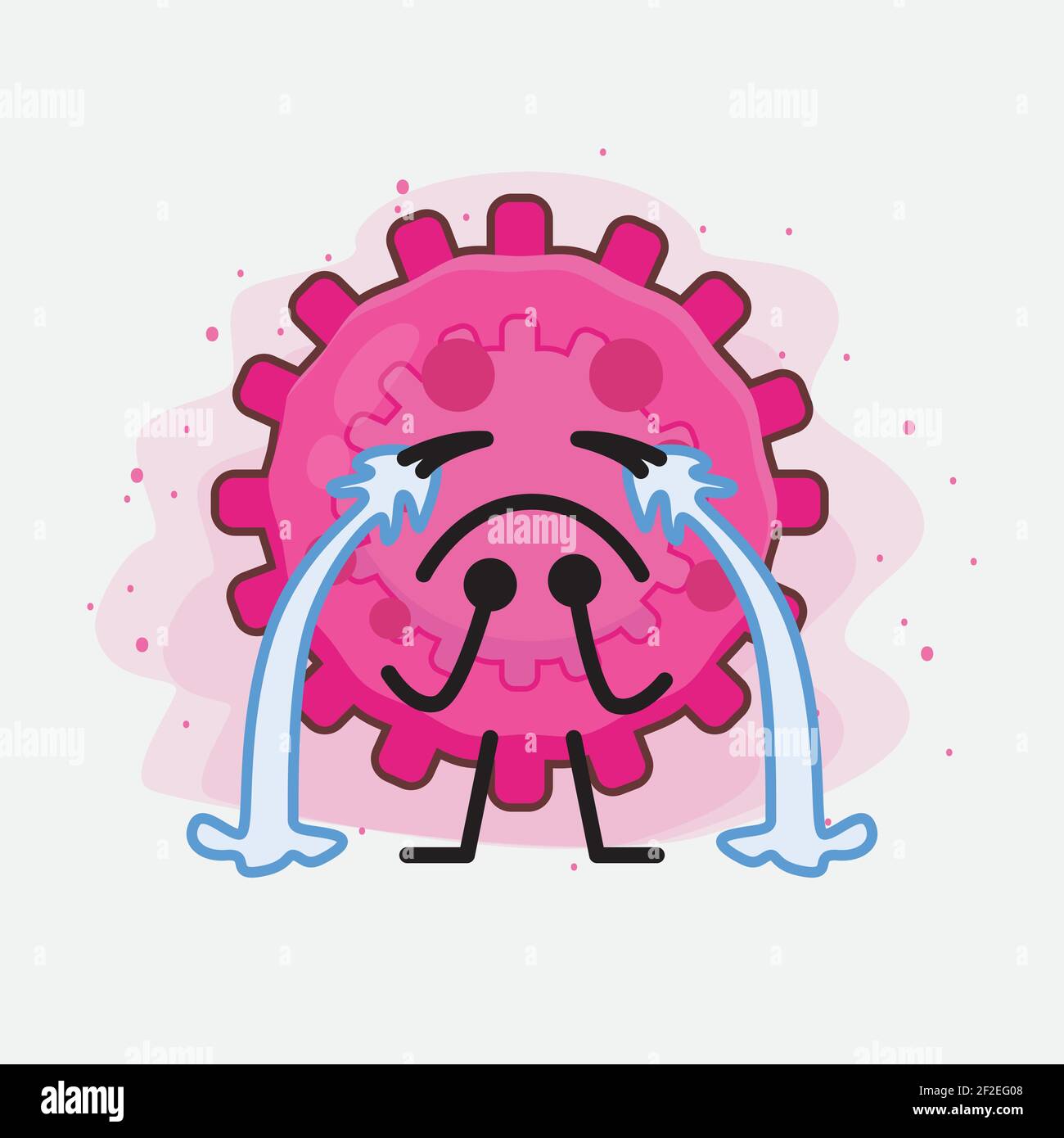 Vector Illustration of Pink Virus Character with cute face, simple ...