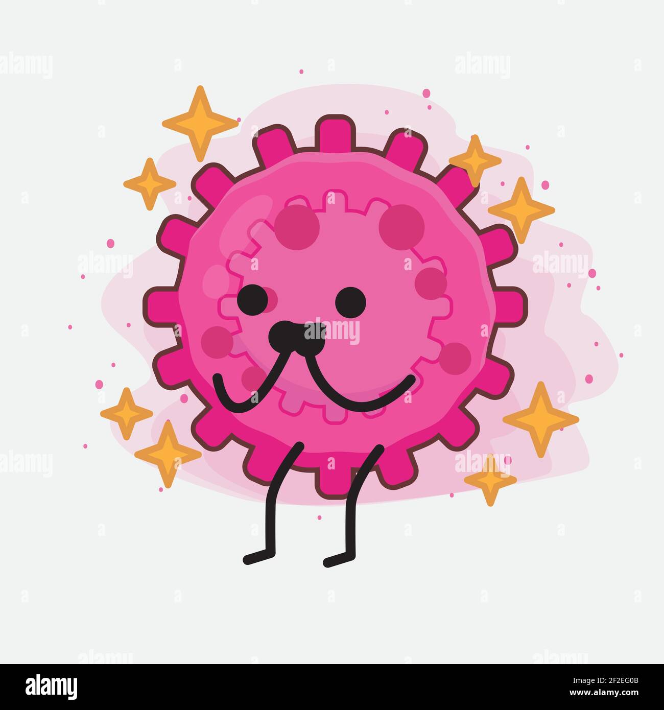 Vector Illustration of Pink Virus Character with cute face, simple ...