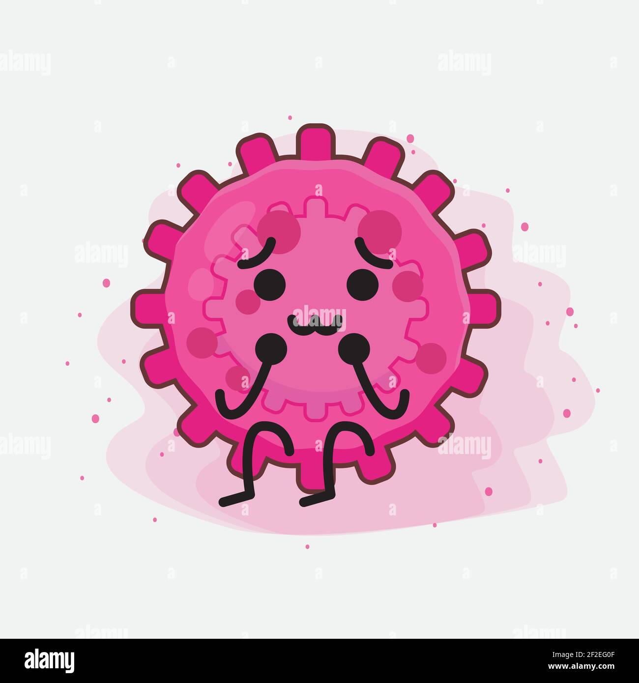 Vector Illustration of Pink Virus Character with cute face, simple ...