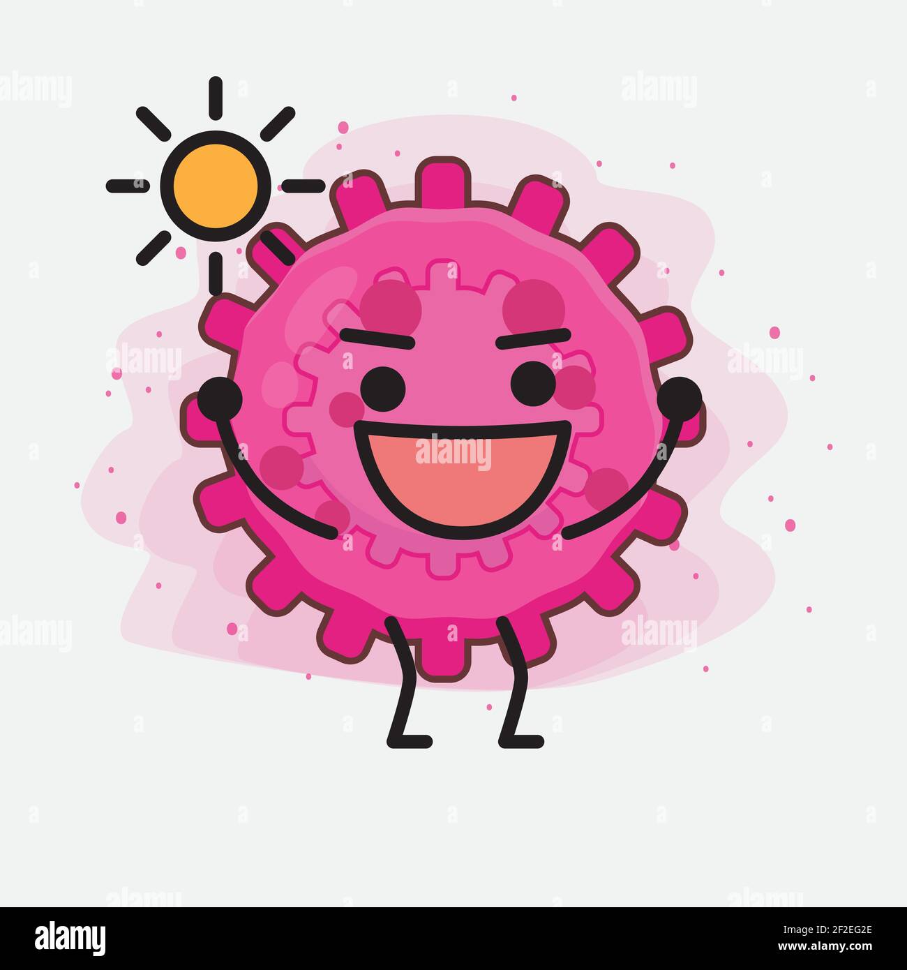 Vector Illustration of Pink Virus Character with cute face, simple ...