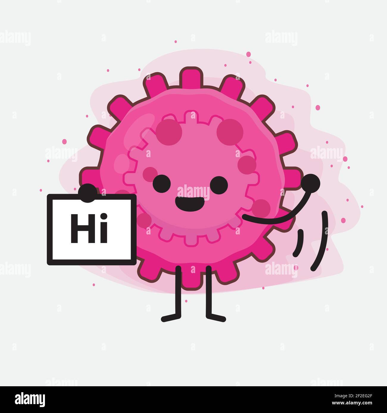 Vector Illustration of Pink Virus Character with cute face, simple ...