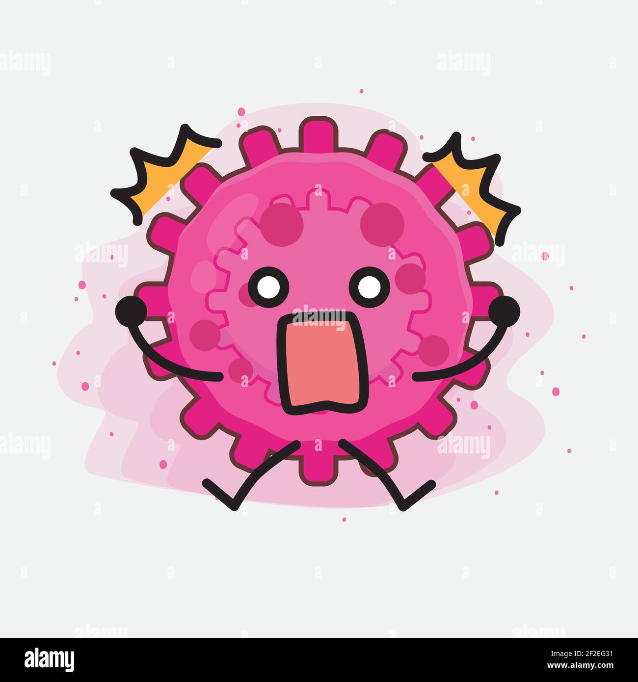 Vector Illustration of Pink Virus Character with cute face, simple ...