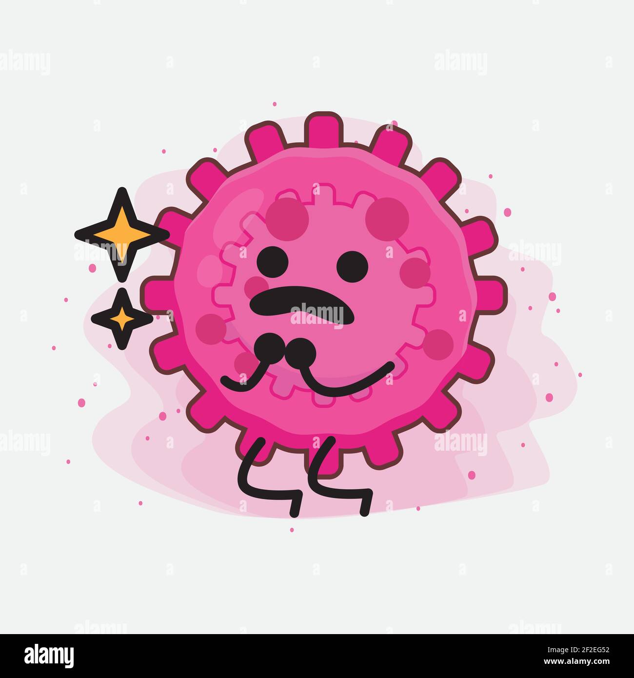 Vector Illustration of Pink Virus Character with cute face, simple ...