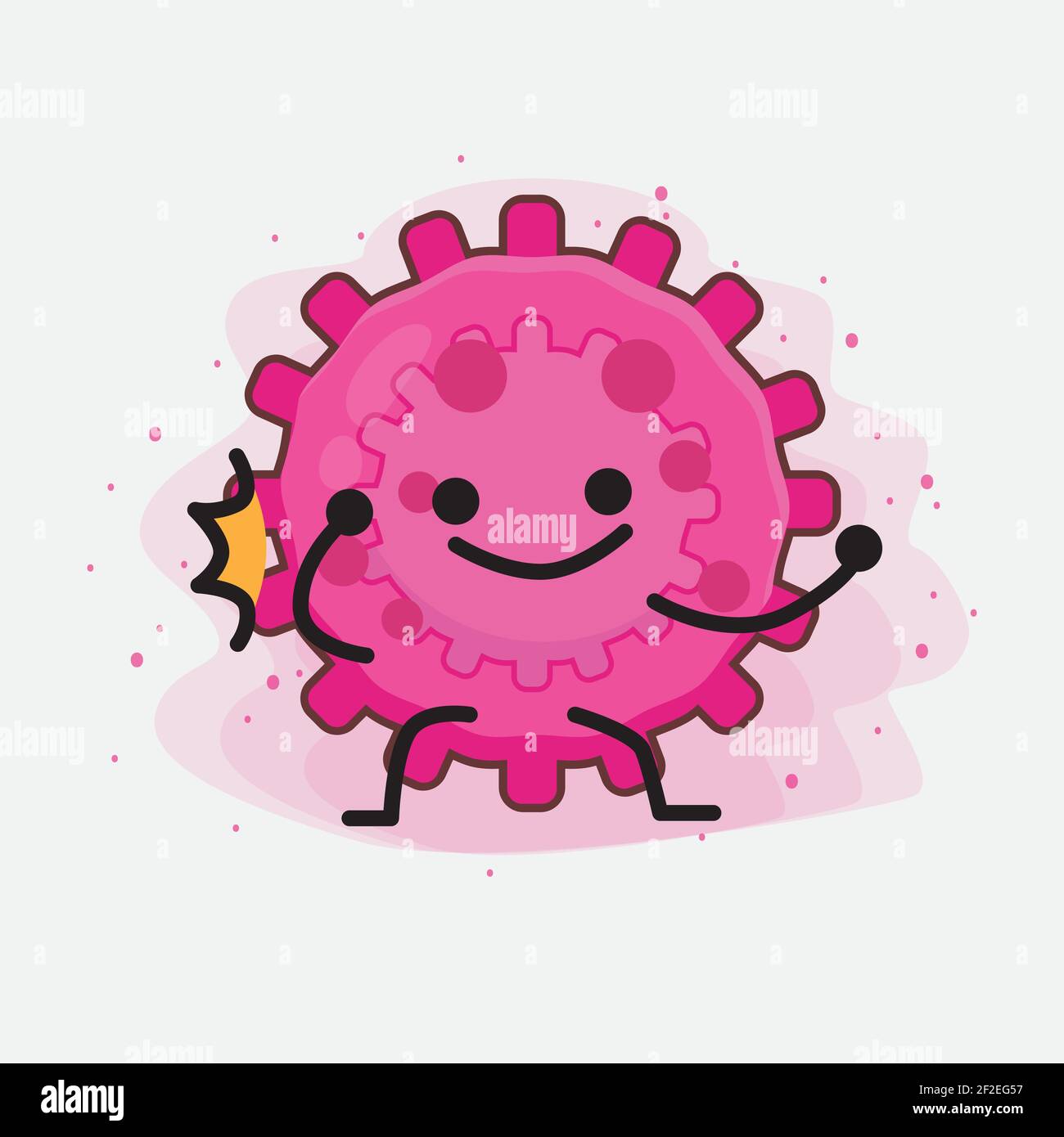 Vector Illustration of Pink Virus Character with cute face, simple ...