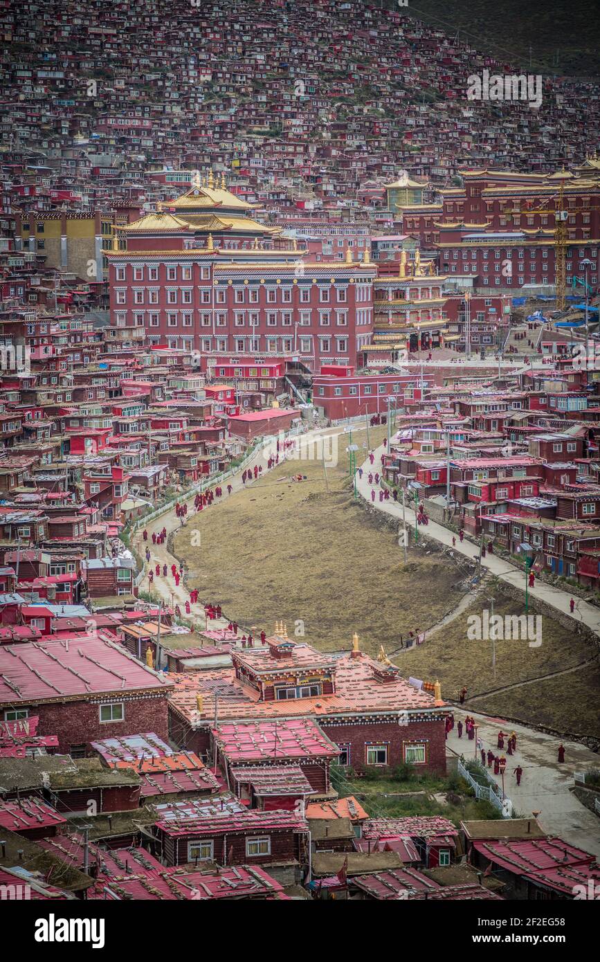 Monk going for praying, Sertar, China Stock Photo - Alamy