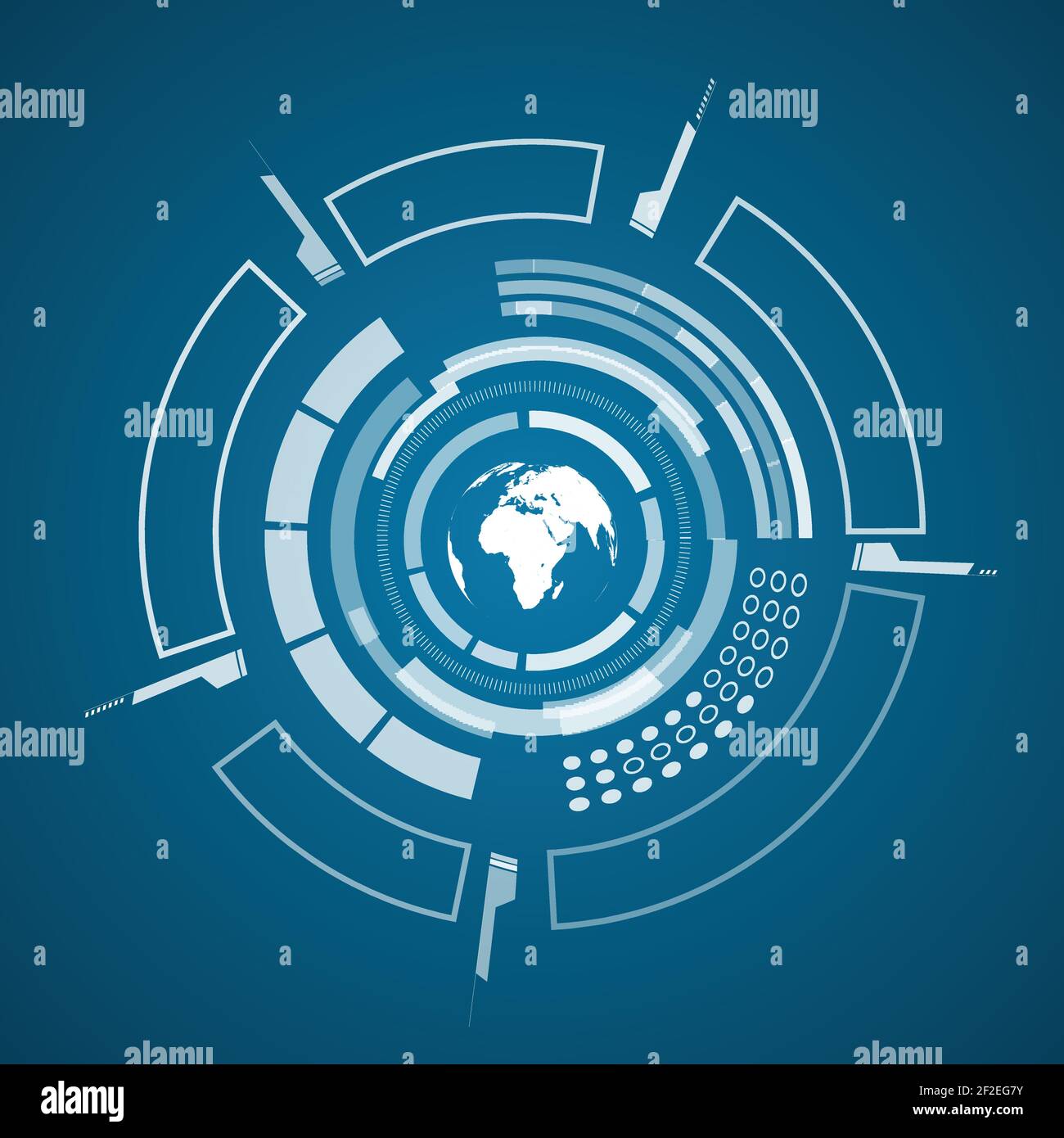 Modern virtual technology poster with image of white colored world map ...