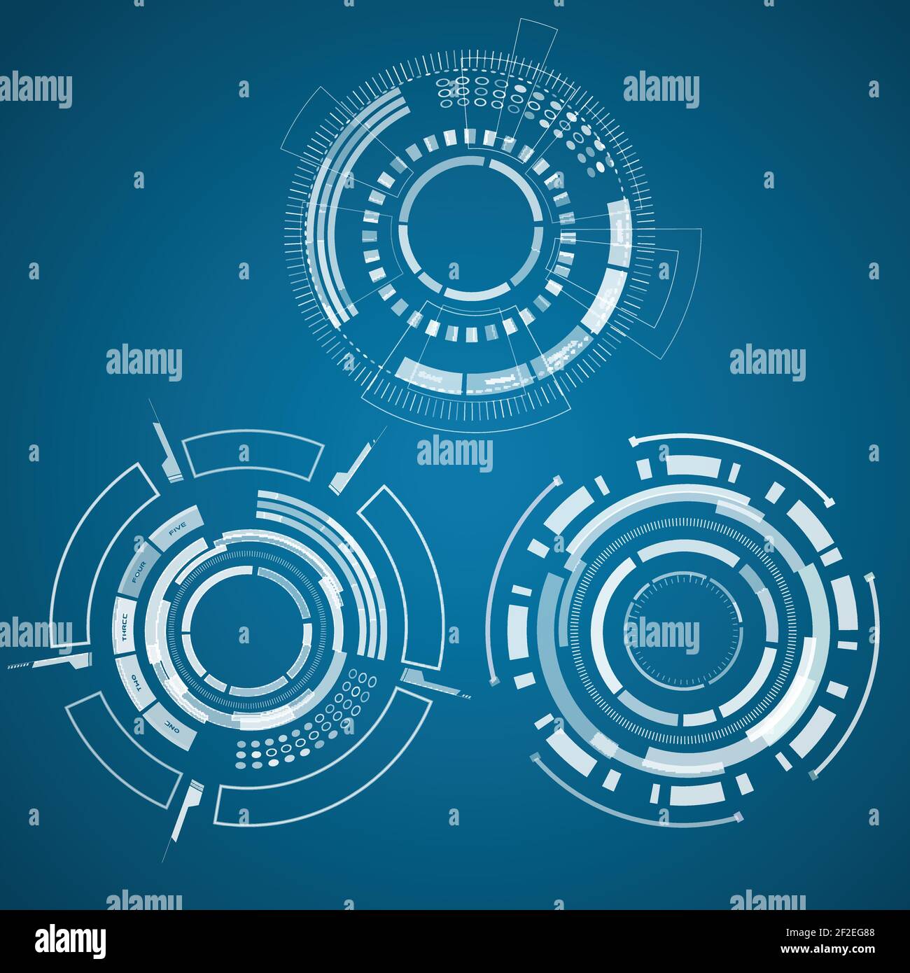 Trio set of realistic technology collection with circels, squares and ...