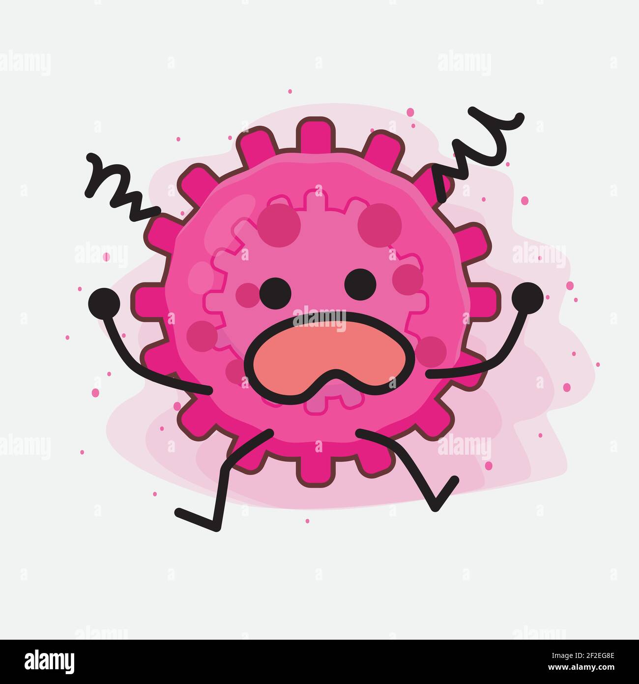 Vector Illustration of Pink Virus Character with cute face, simple ...