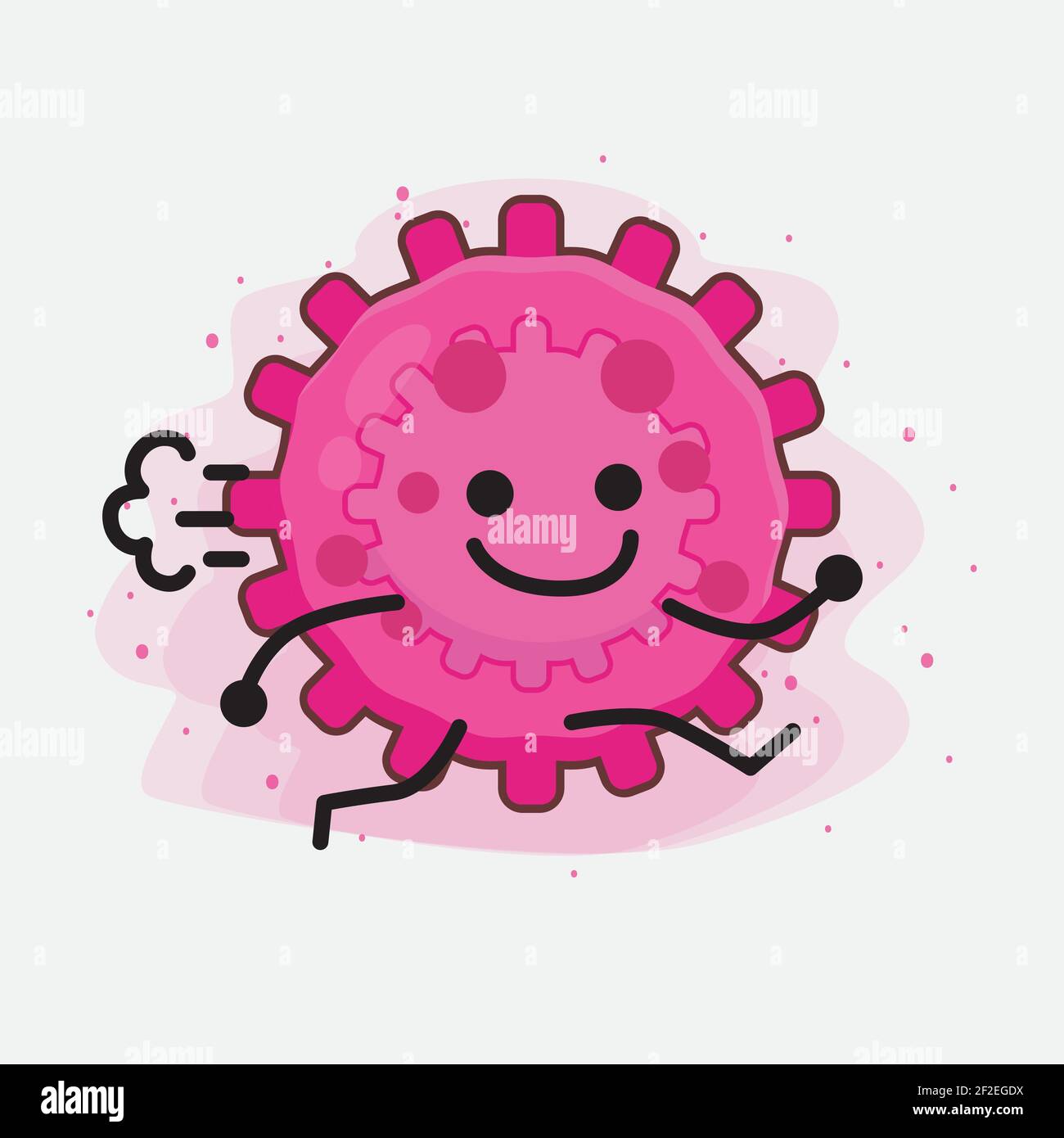 Vector Illustration of Pink Virus Character with cute face, simple ...