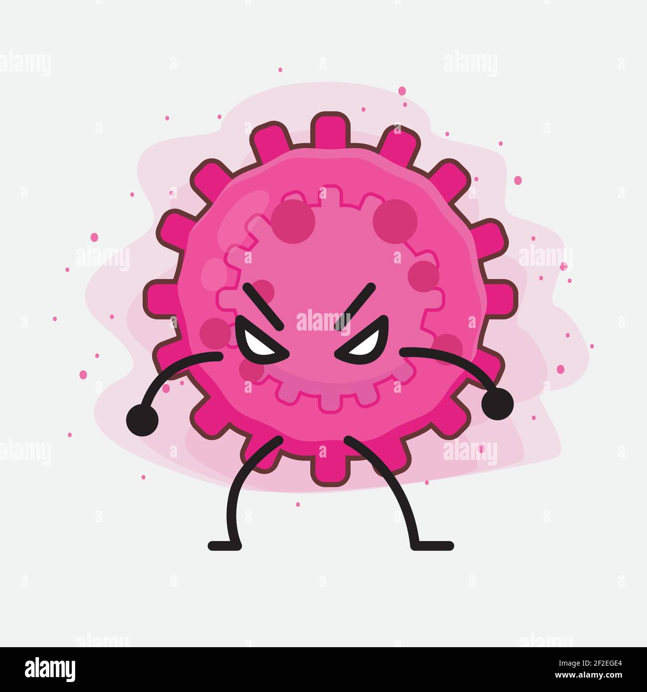 Vector Illustration of Pink Virus Character with cute face, simple ...