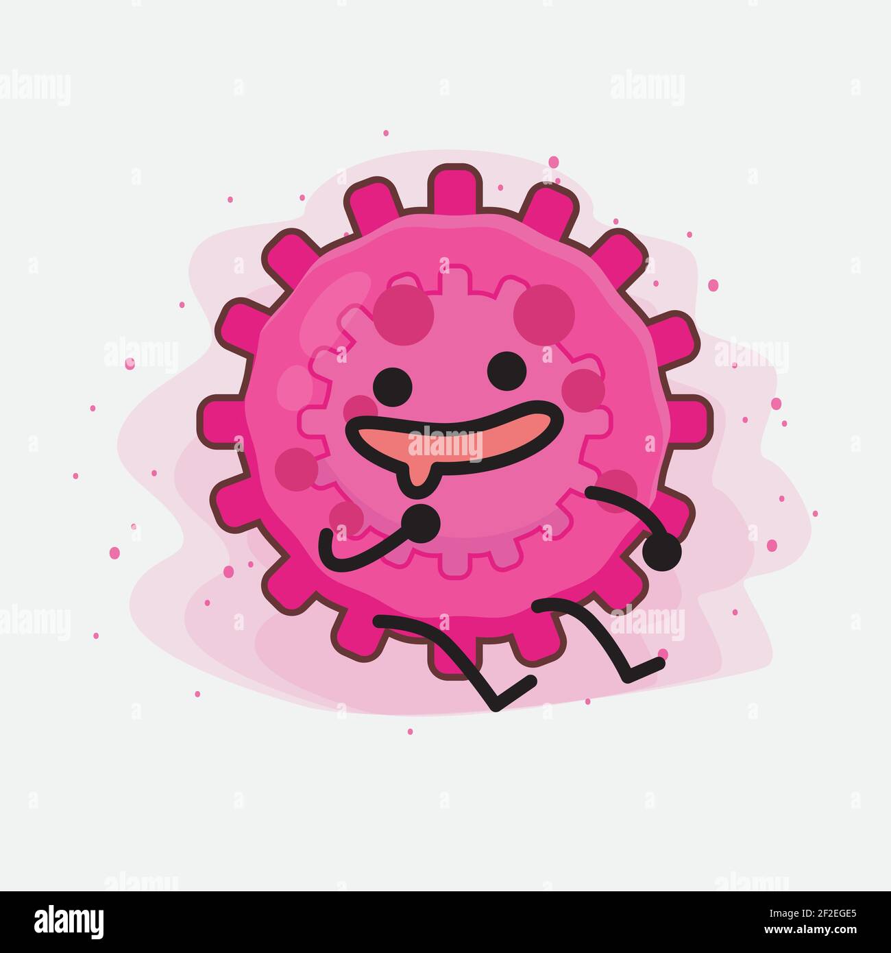 Vector Illustration of Pink Virus Character with cute face, simple ...