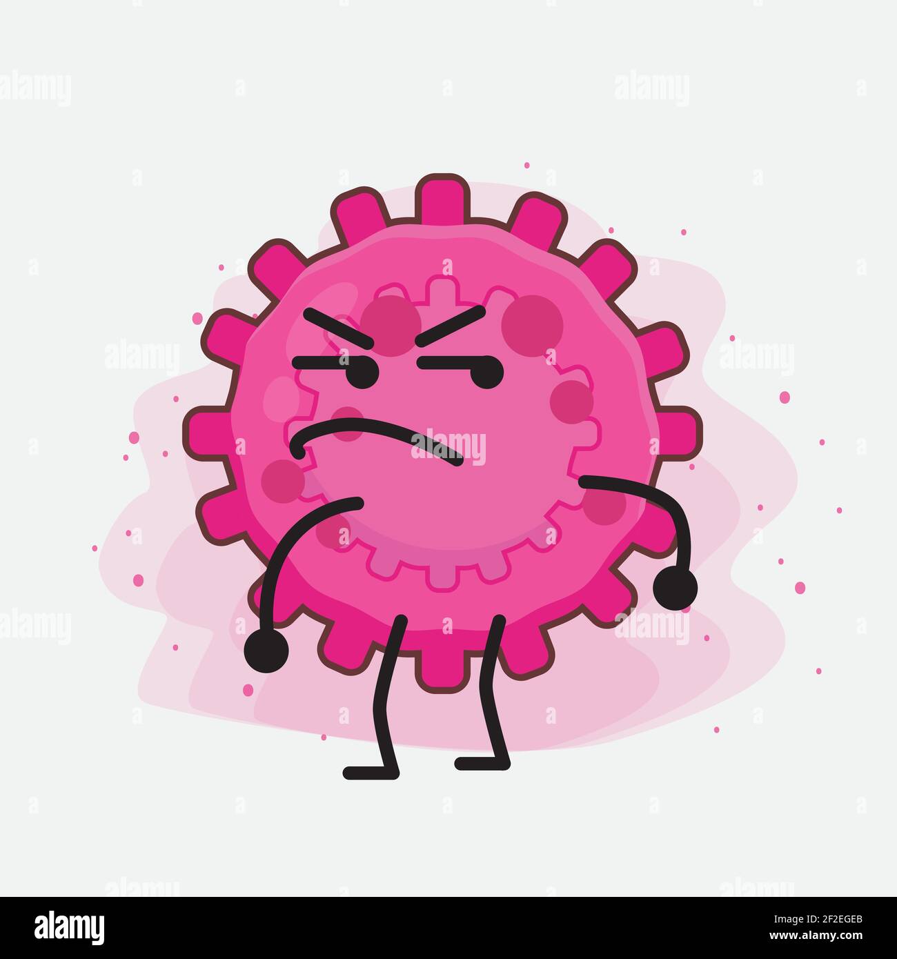 Vector Illustration of Pink Virus Character with cute face, simple ...