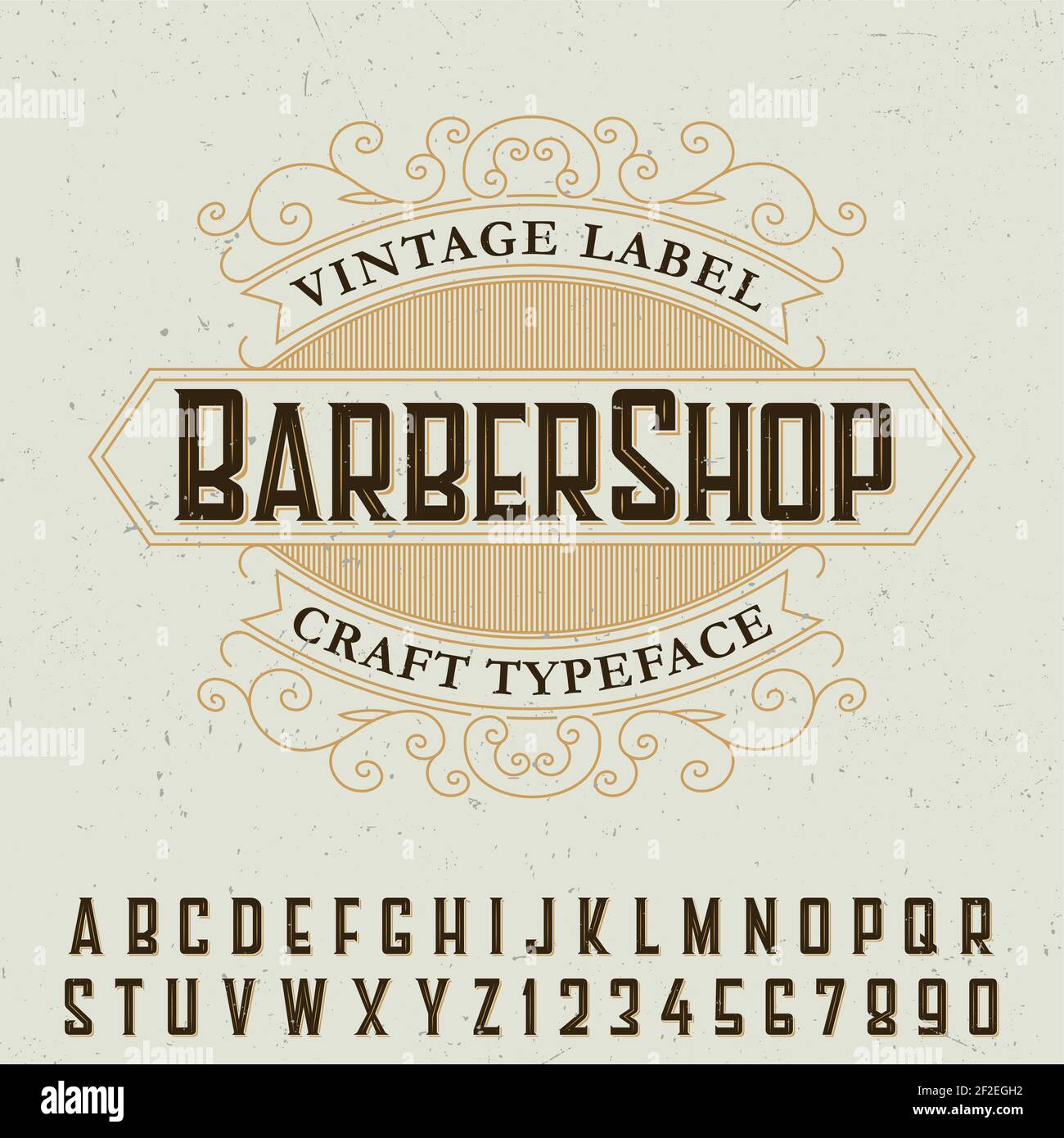 Barber shop label font poster with sample label design Stock Vector ...