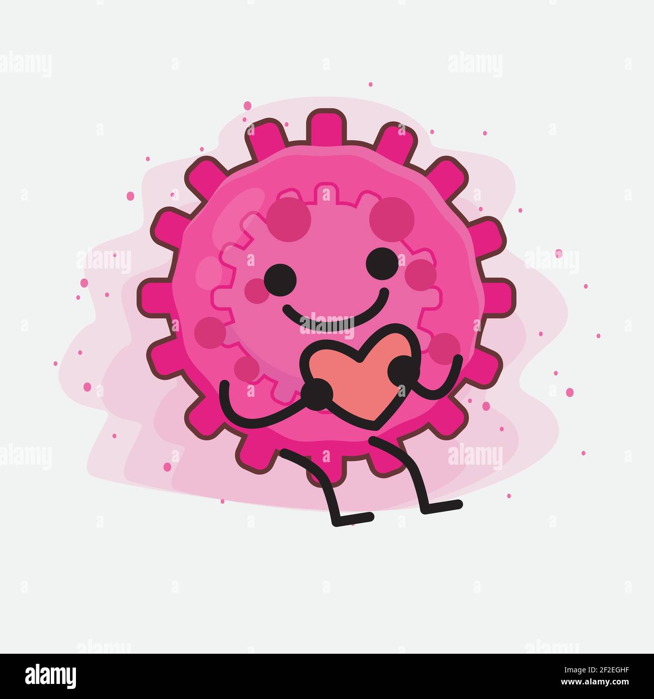 Vector Illustration of Pink Virus Character with cute face, simple ...
