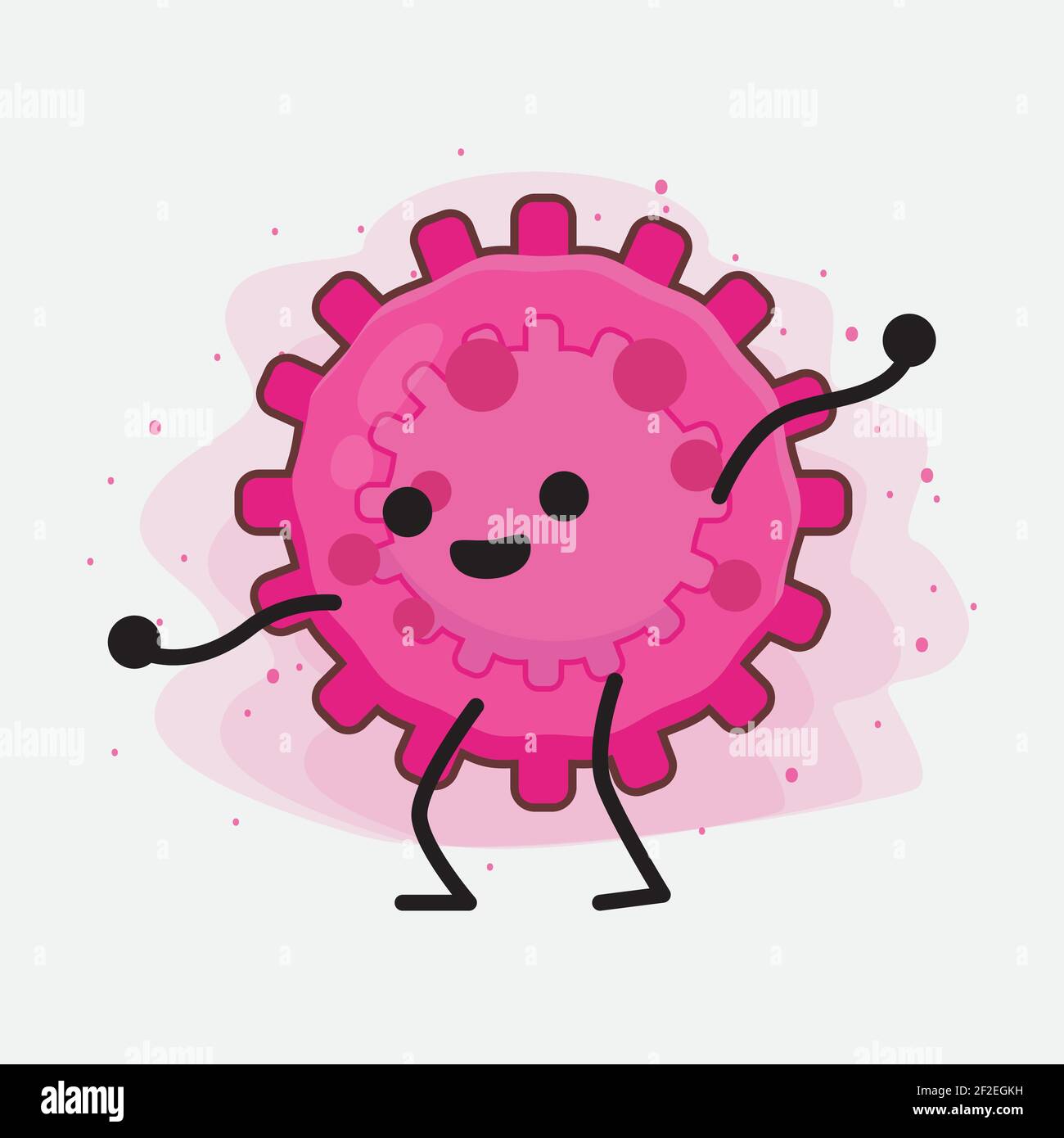Vector Illustration of Pink Virus Character with cute face, simple ...