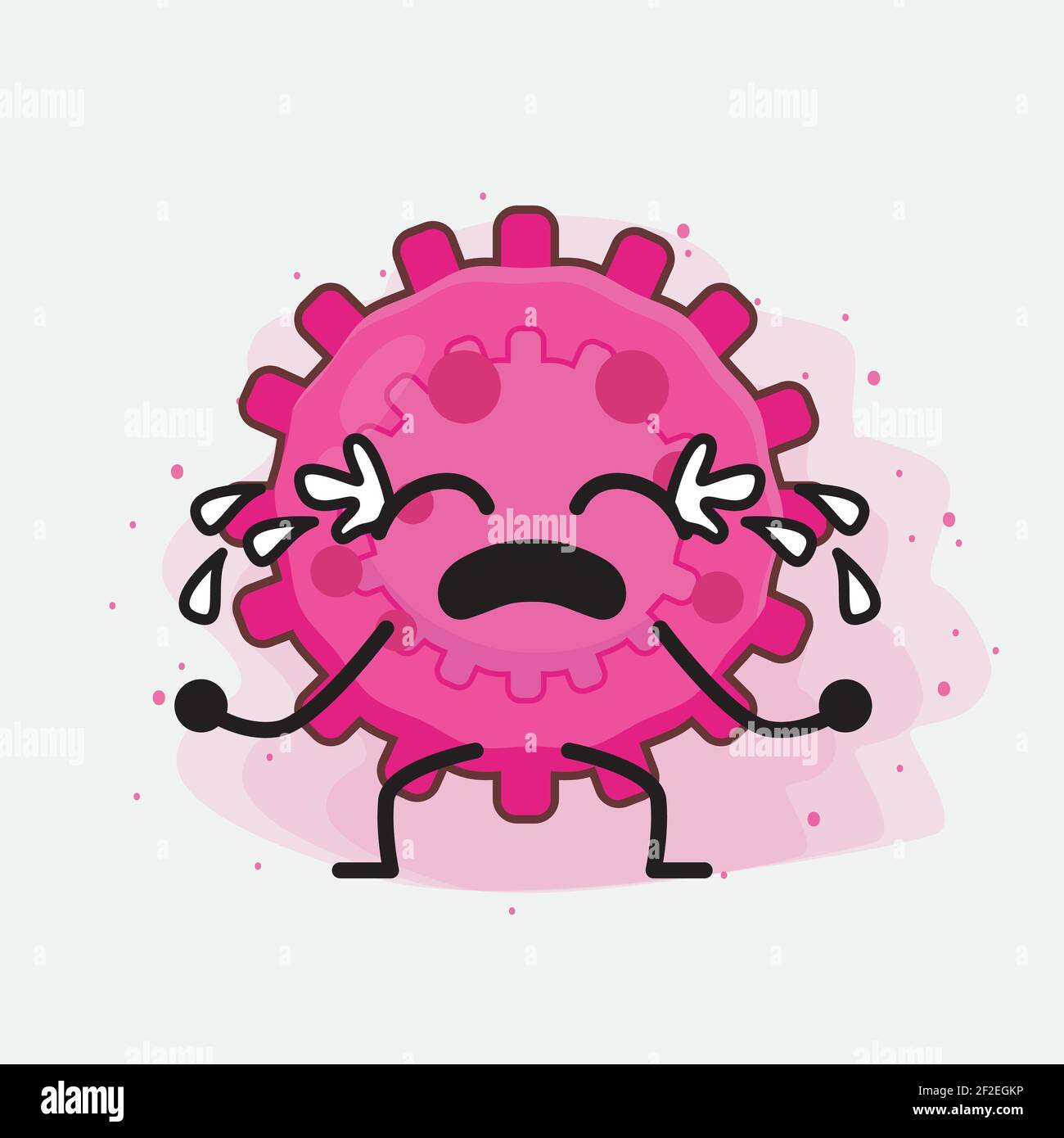 Vector Illustration of Pink Virus Character with cute face, simple ...
