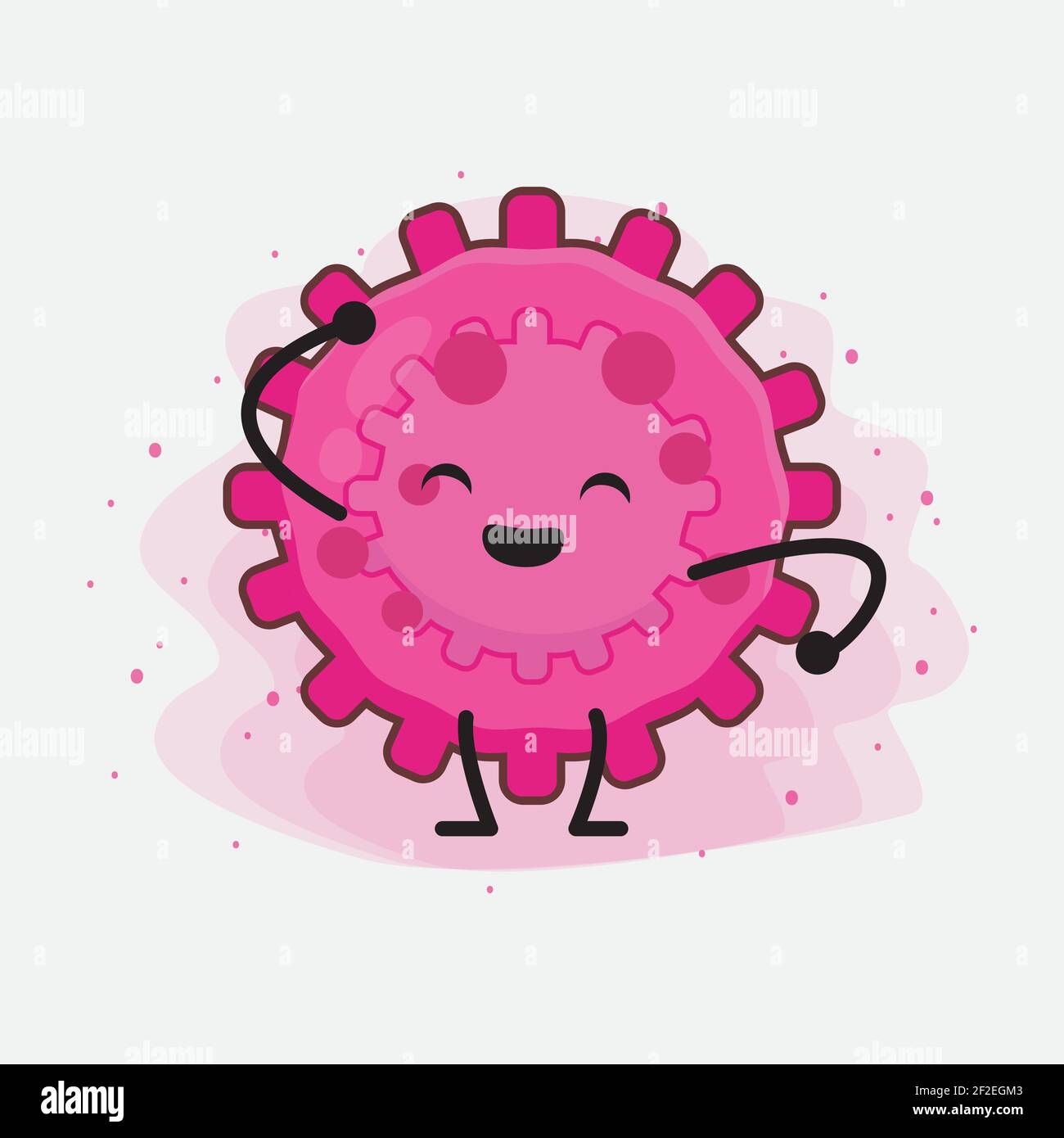 Vector Illustration of Pink Virus Character with cute face, simple ...