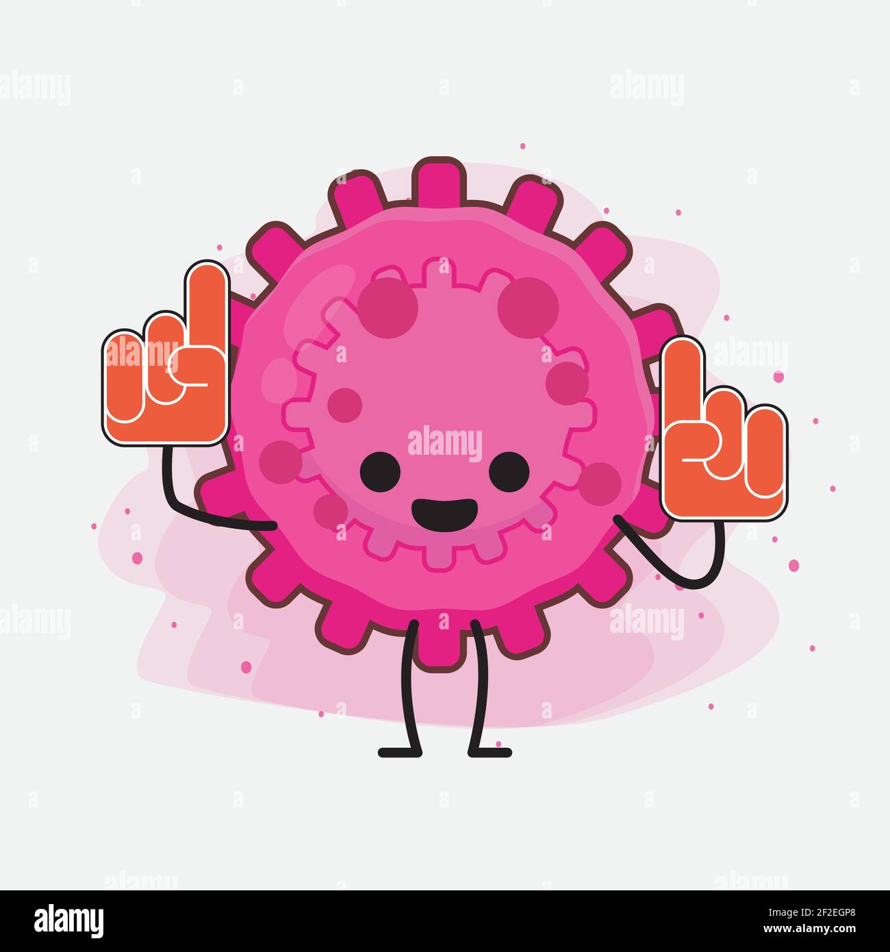 Vector Illustration of Pink Virus Character with cute face, simple ...