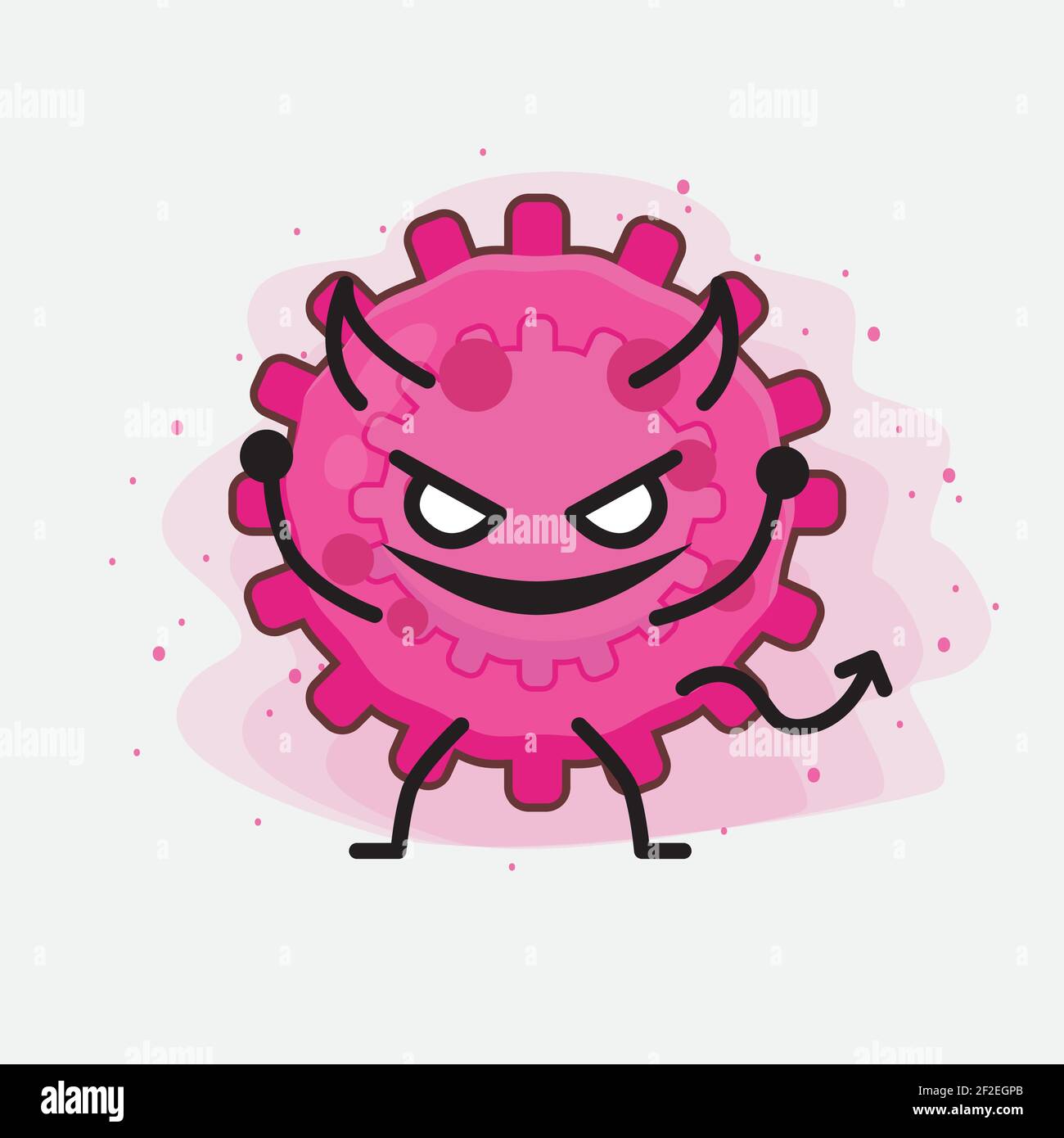 Vector Illustration of Pink Virus Character with cute face, simple ...