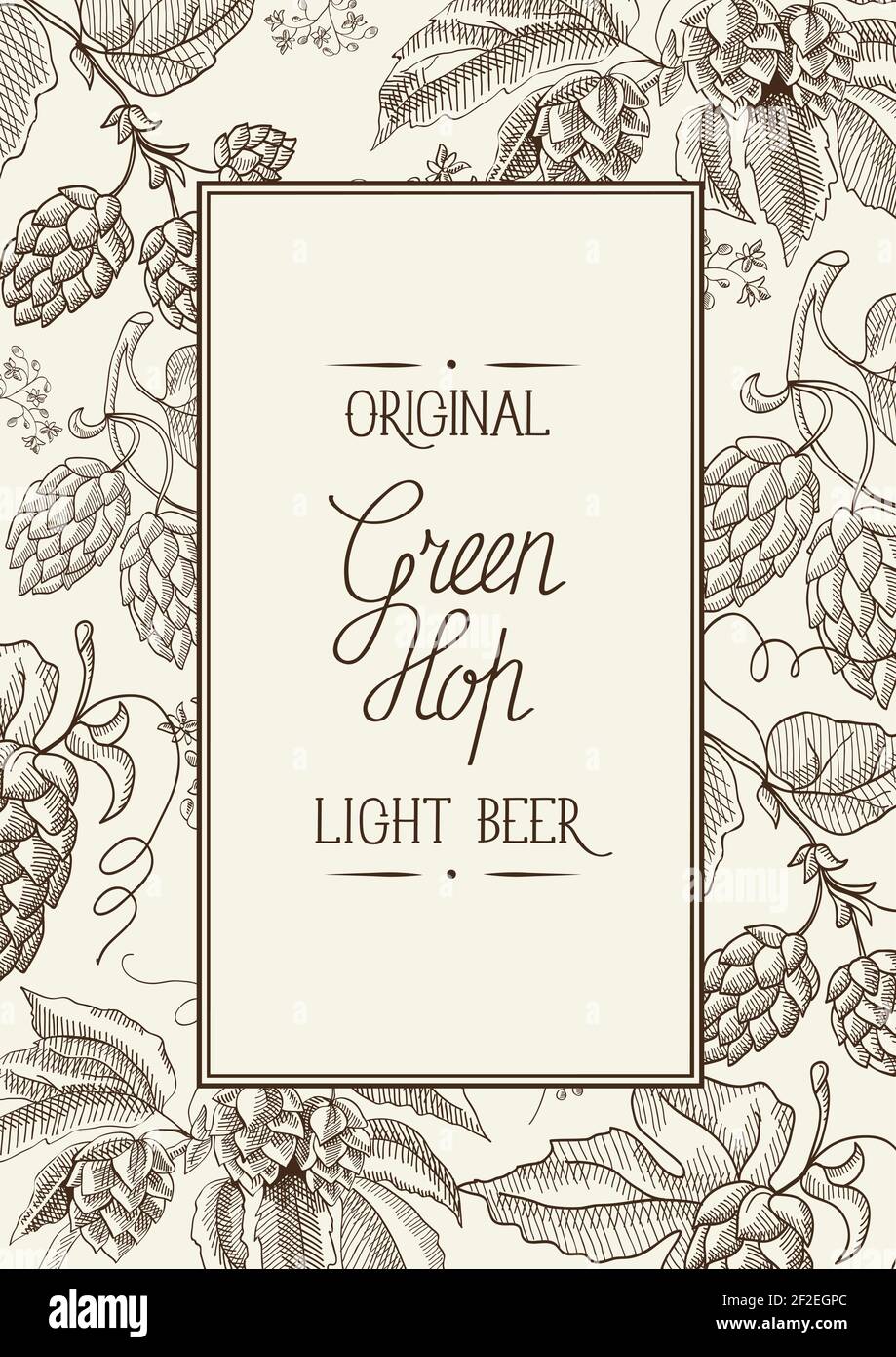 Monochrome square frame composition with words about original green hop ...