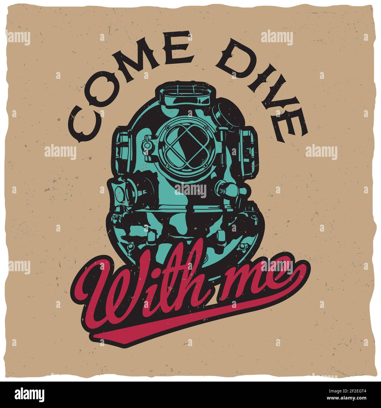 Come dive with me poster with motivation design for t-shirts and ...