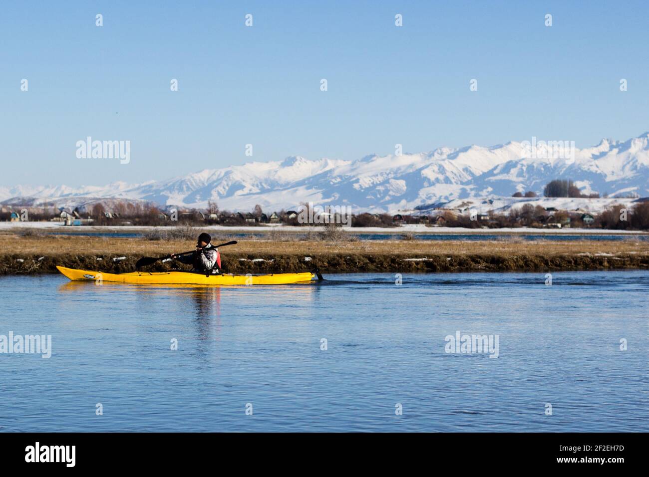 Winter Kayaking on Issyk Kol Lake in Kyrgyzstan Stock Photo - Alamy