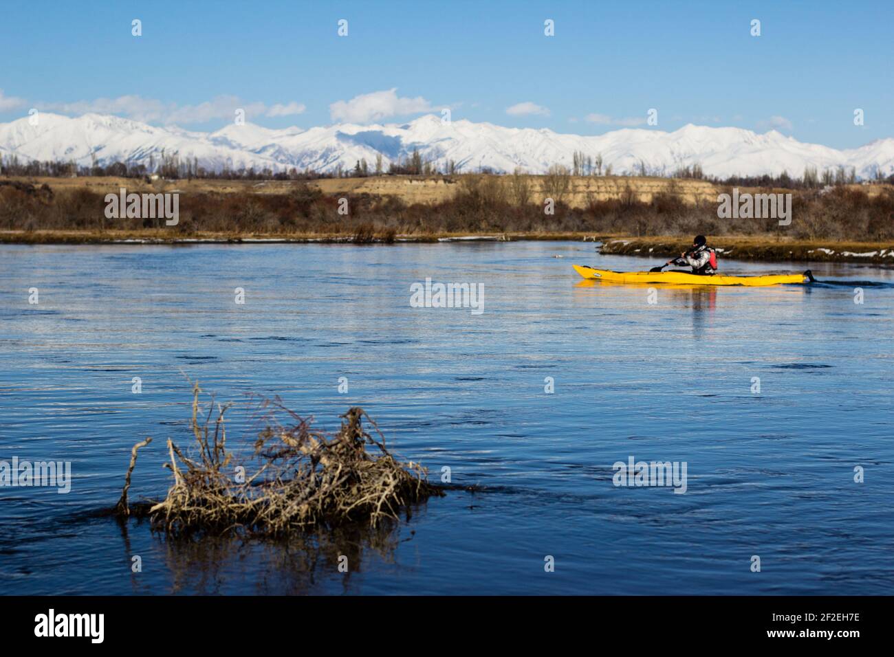 Winter Kayaking on Issyk Kol Lake in Kyrgyzstan Stock Photo - Alamy
