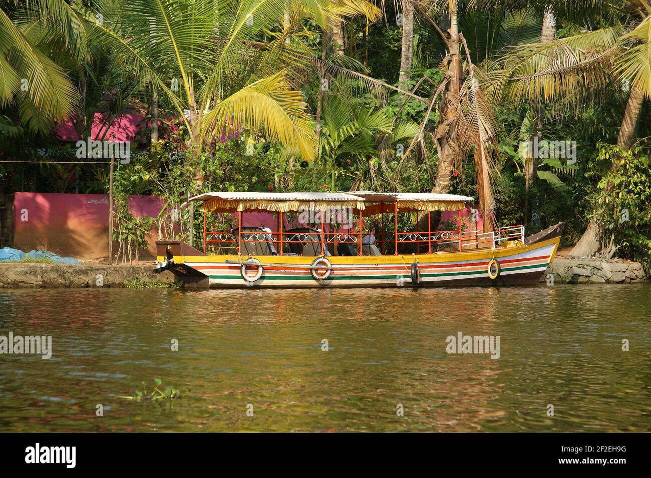 Boat on forest lake, Periyar National Park, Kerala, India Stock Photo ...