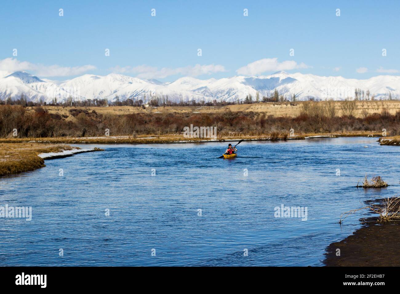 Winter Kayaking on Issyk Kol Lake in Kyrgyzstan Stock Photo - Alamy