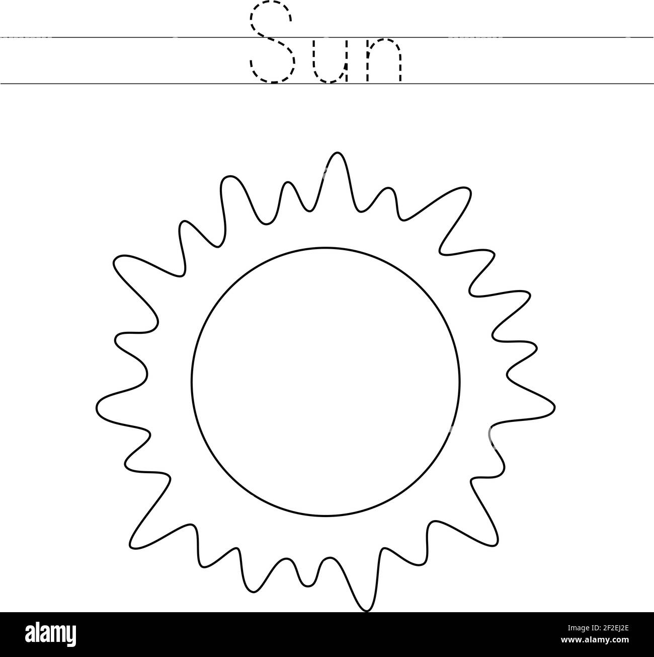 Trace the word. Color Sun. Handwriting practice for preschool kids ...
