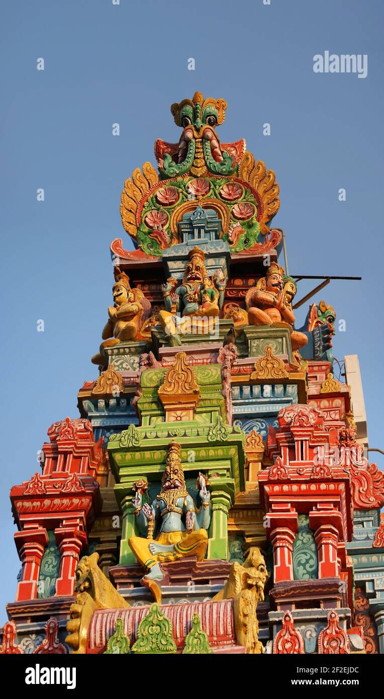 Traditional statues of gods and goddesses in the Hindu temple, south ...