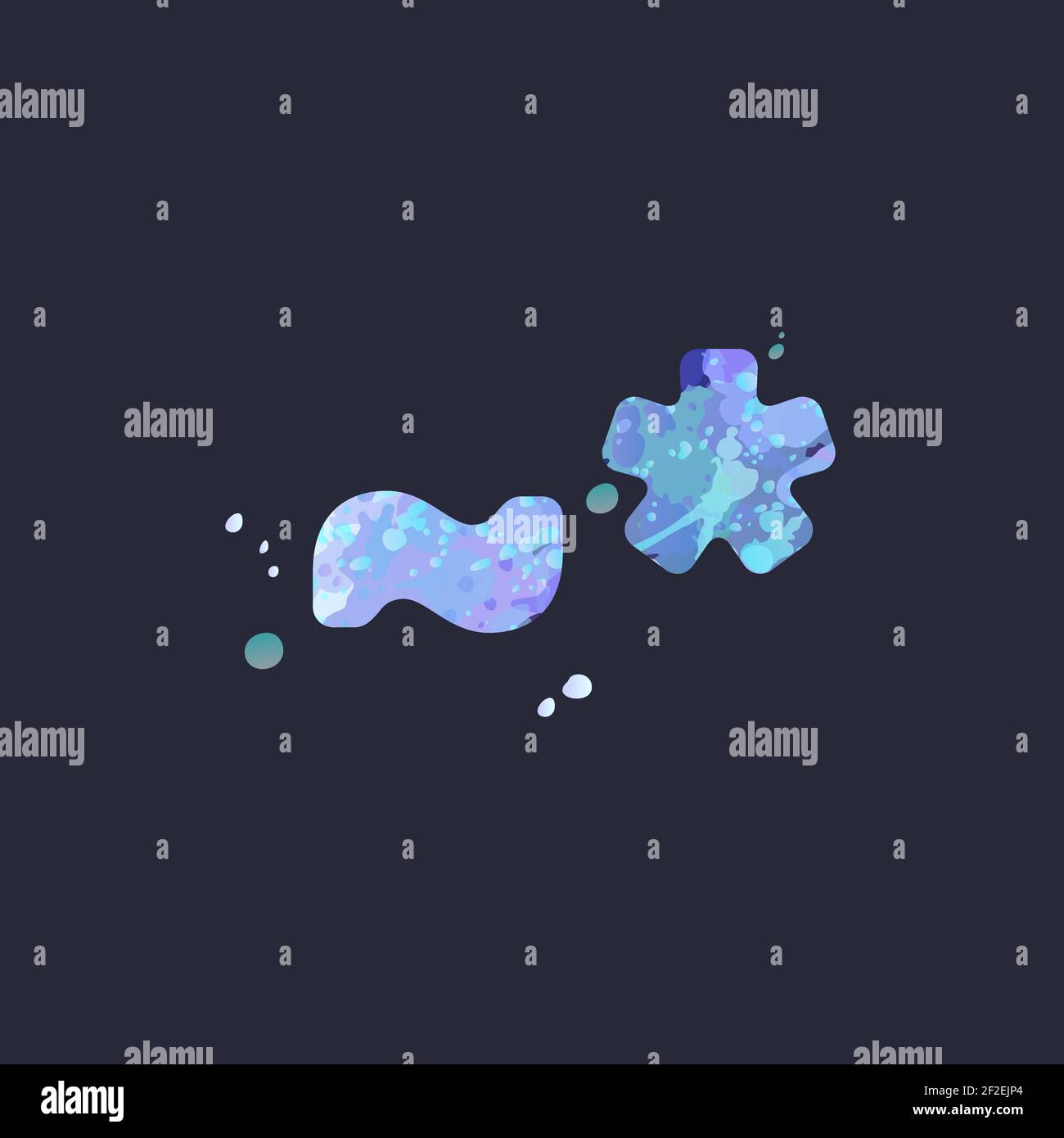 Tilde asterisk with effect of liquid spots of paint in blue, white ...