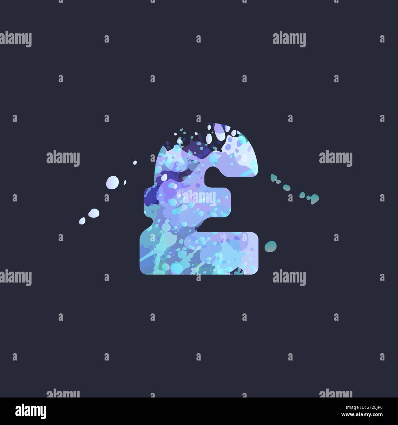 Special symbol pound sign with effect of liquid spots of paint in blue ...