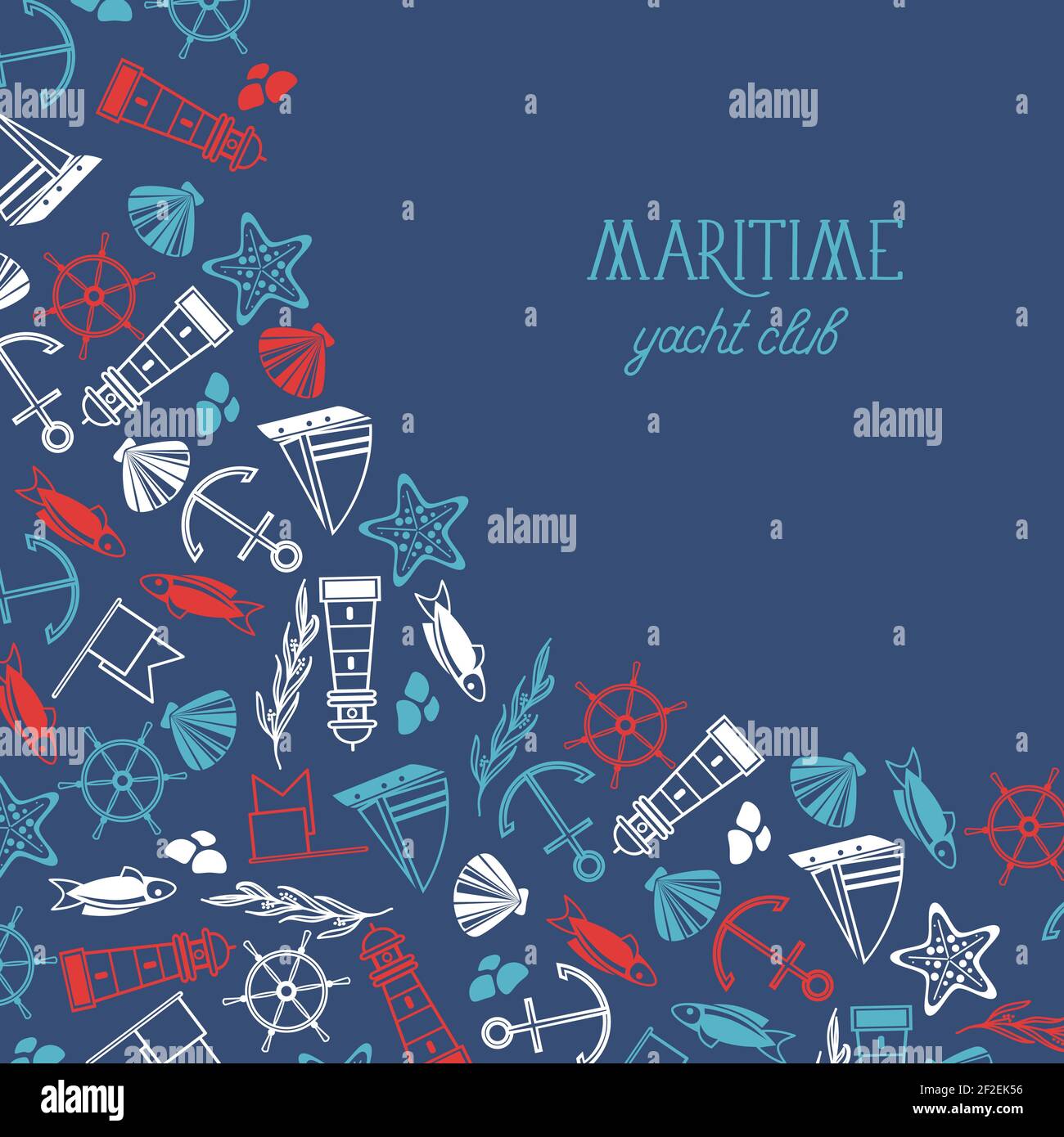 Maritime colorful yacht club poster divided on two parts where there is ...