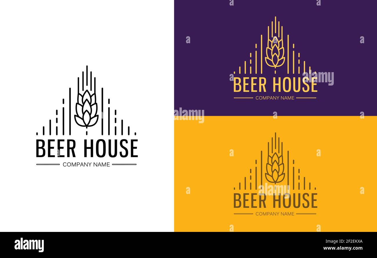 Line graphics monogram template with logos, emblems for beer house, bar ...