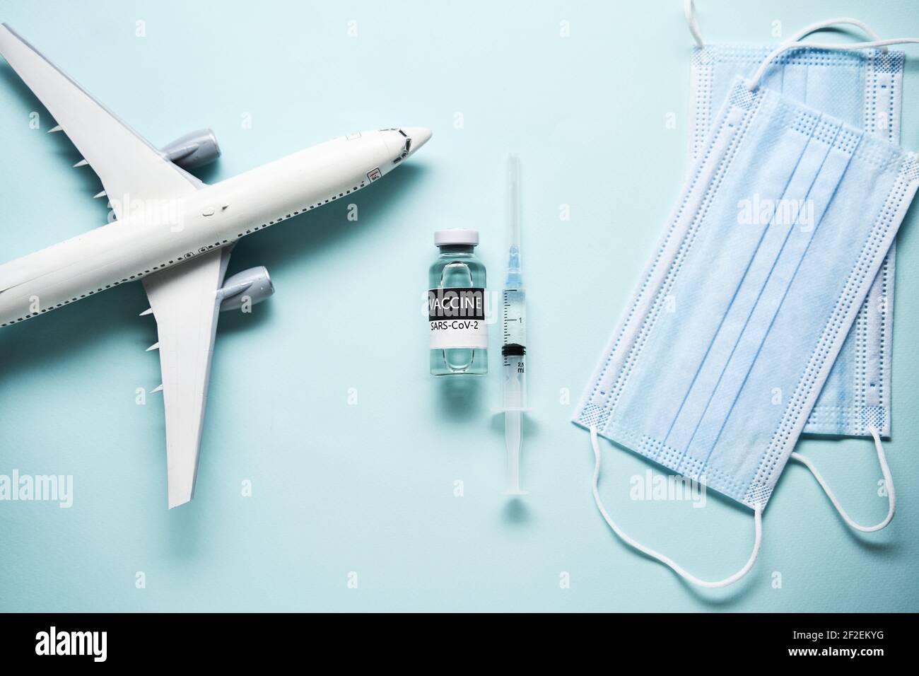 Plane mode, tickets and mask. Resuming flight travel concept due ...