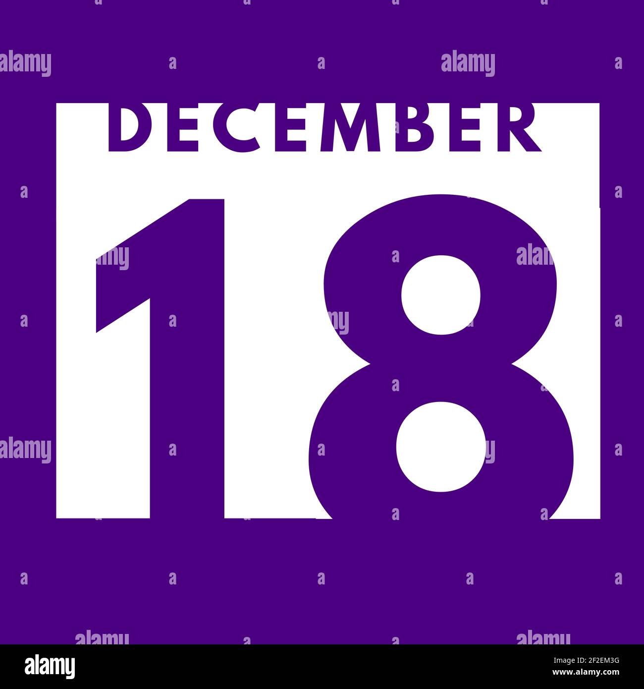 December 18 . flat modern daily calendar icon .date ,day, month ...