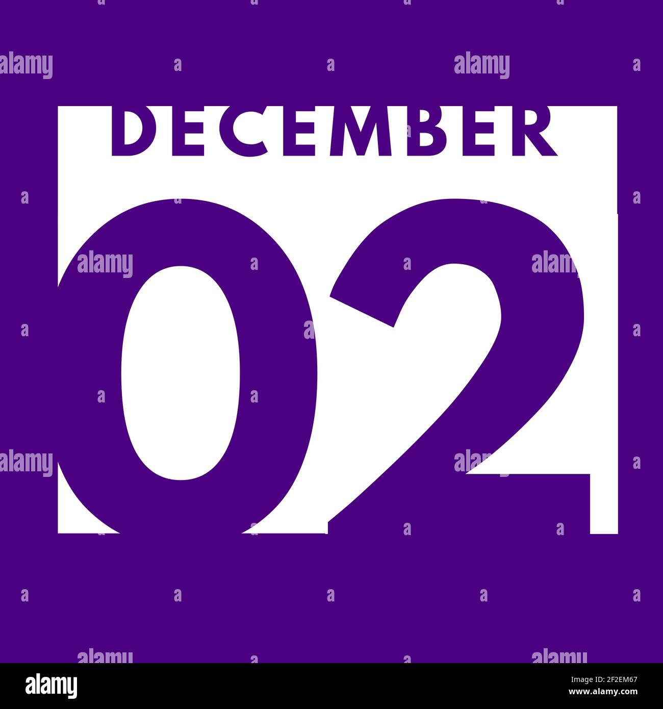 December 2 . flat modern daily calendar icon .date ,day, month ...