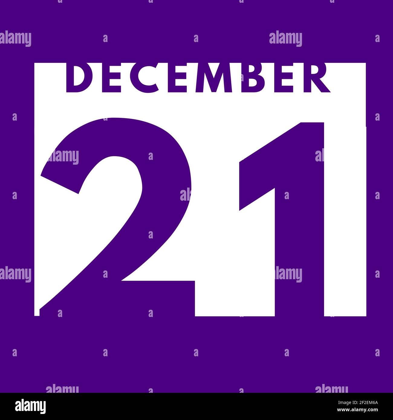 December 21 . flat modern daily calendar icon .date ,day, month ...