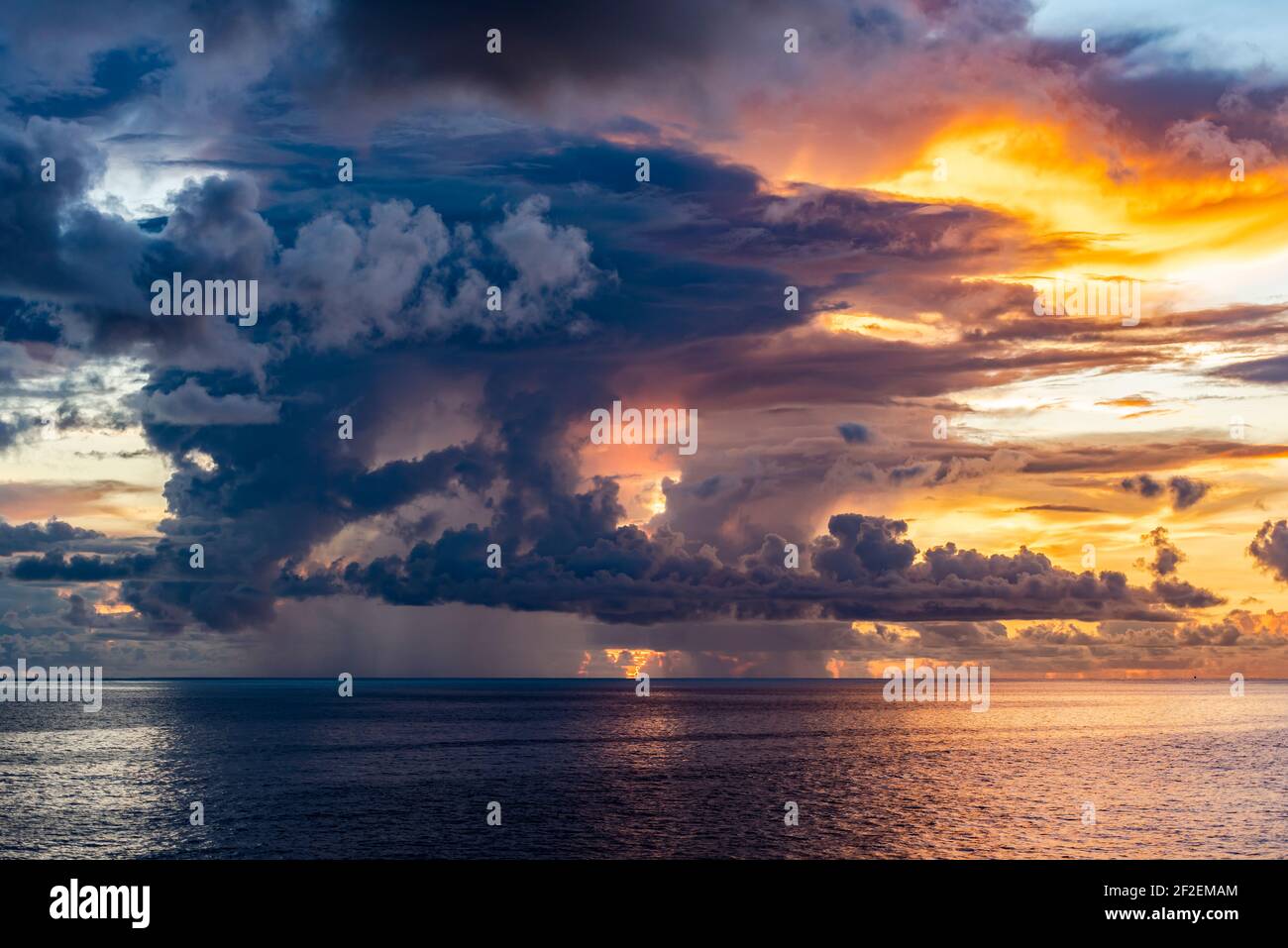 Stormy evening sky painted in stunning colors at sunset in the Indian ...