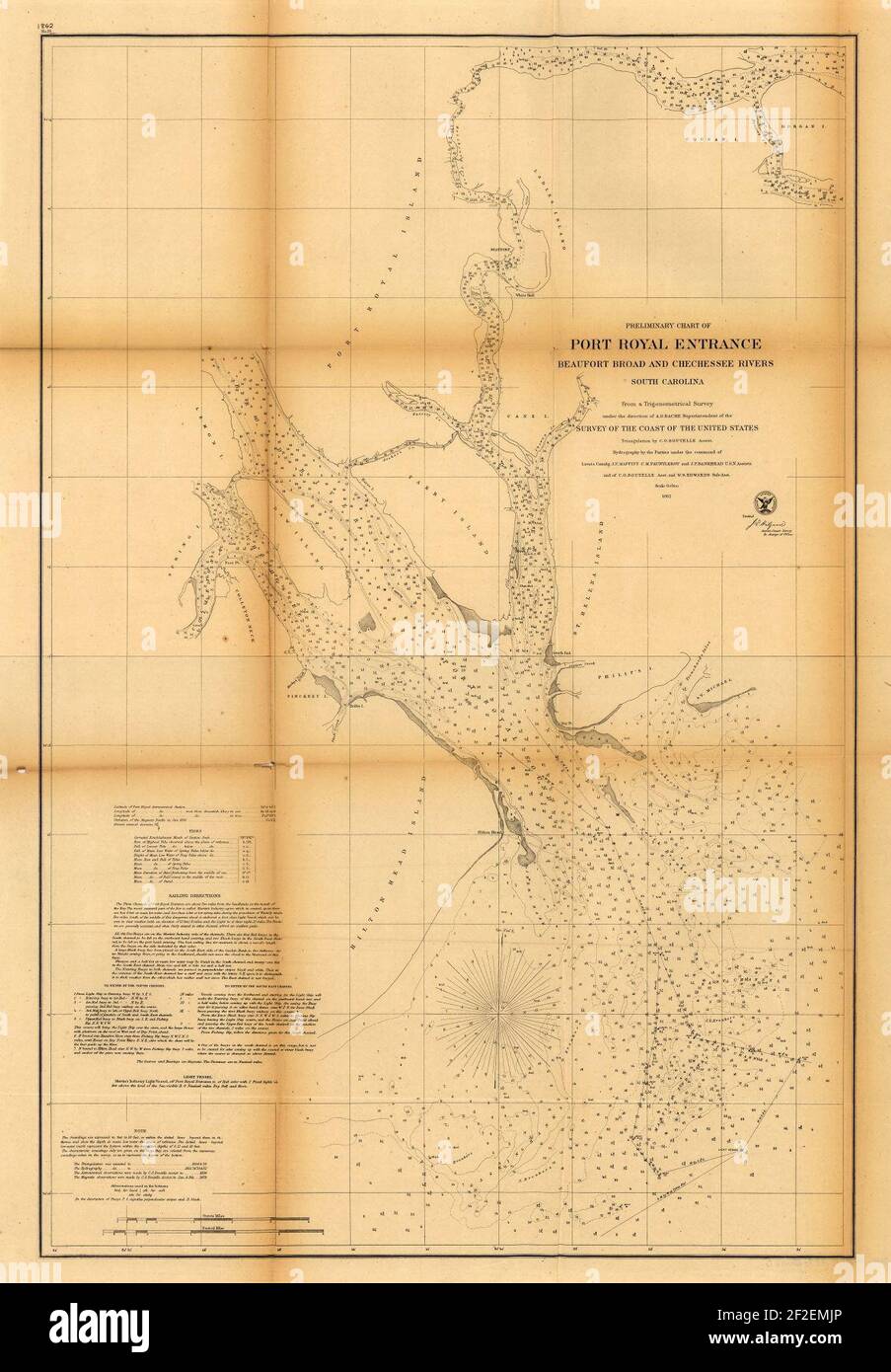 Preliminary chart of Port Royal entrance, Beaufort, Broad and ...