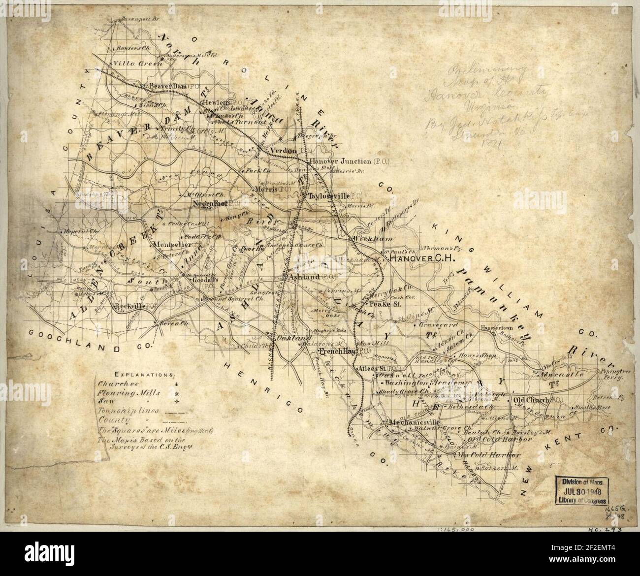 Preliminary map of Hanover County, Virginia Stock Photo - Alamy