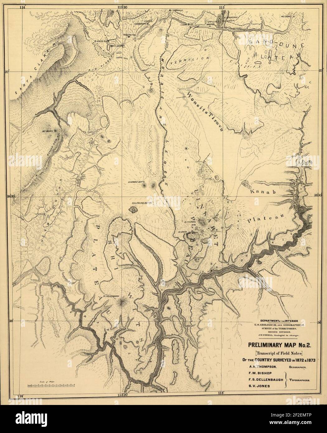 Preliminary map no.2 of the country surveyed in 1872 and 1873 Stock ...