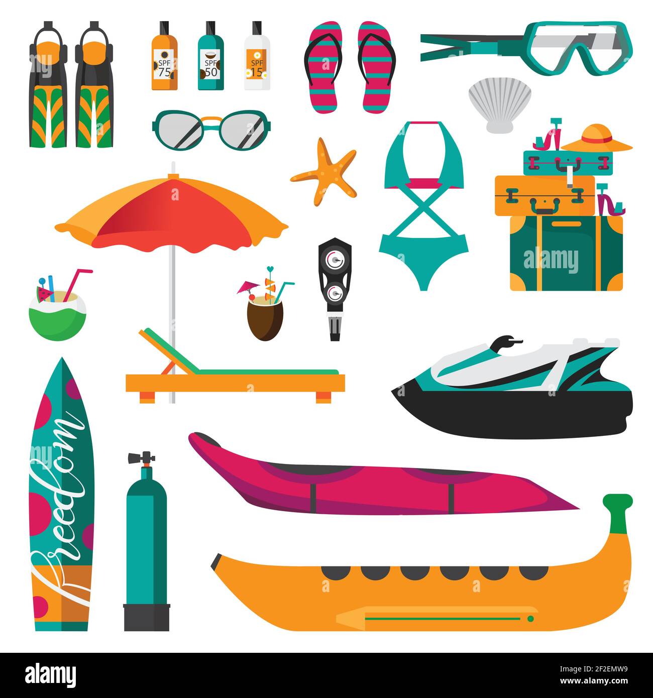 Beach activities icons set Stock Vector Image & Art - Alamy