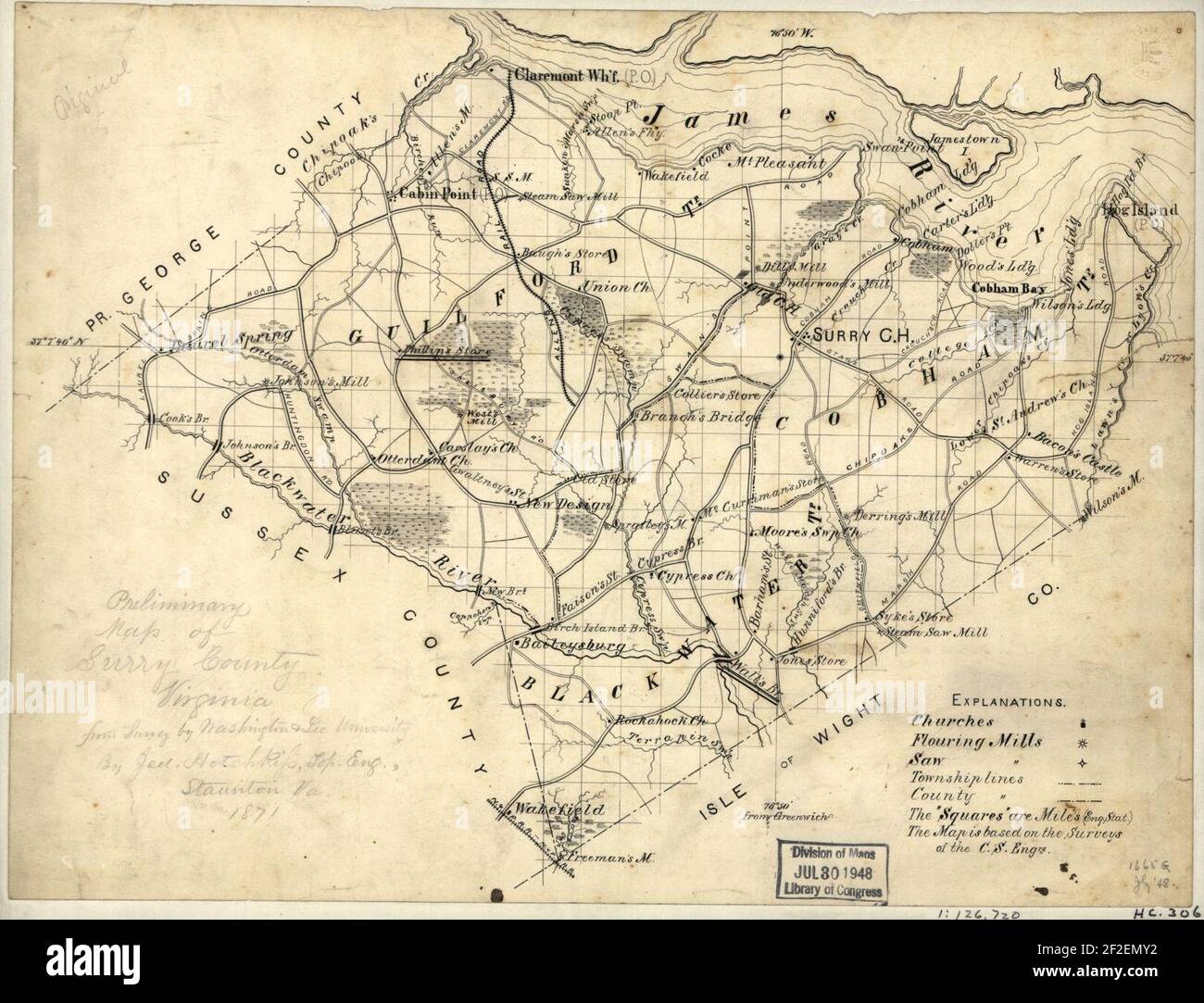 Surry county map hi-res stock photography and images - Alamy