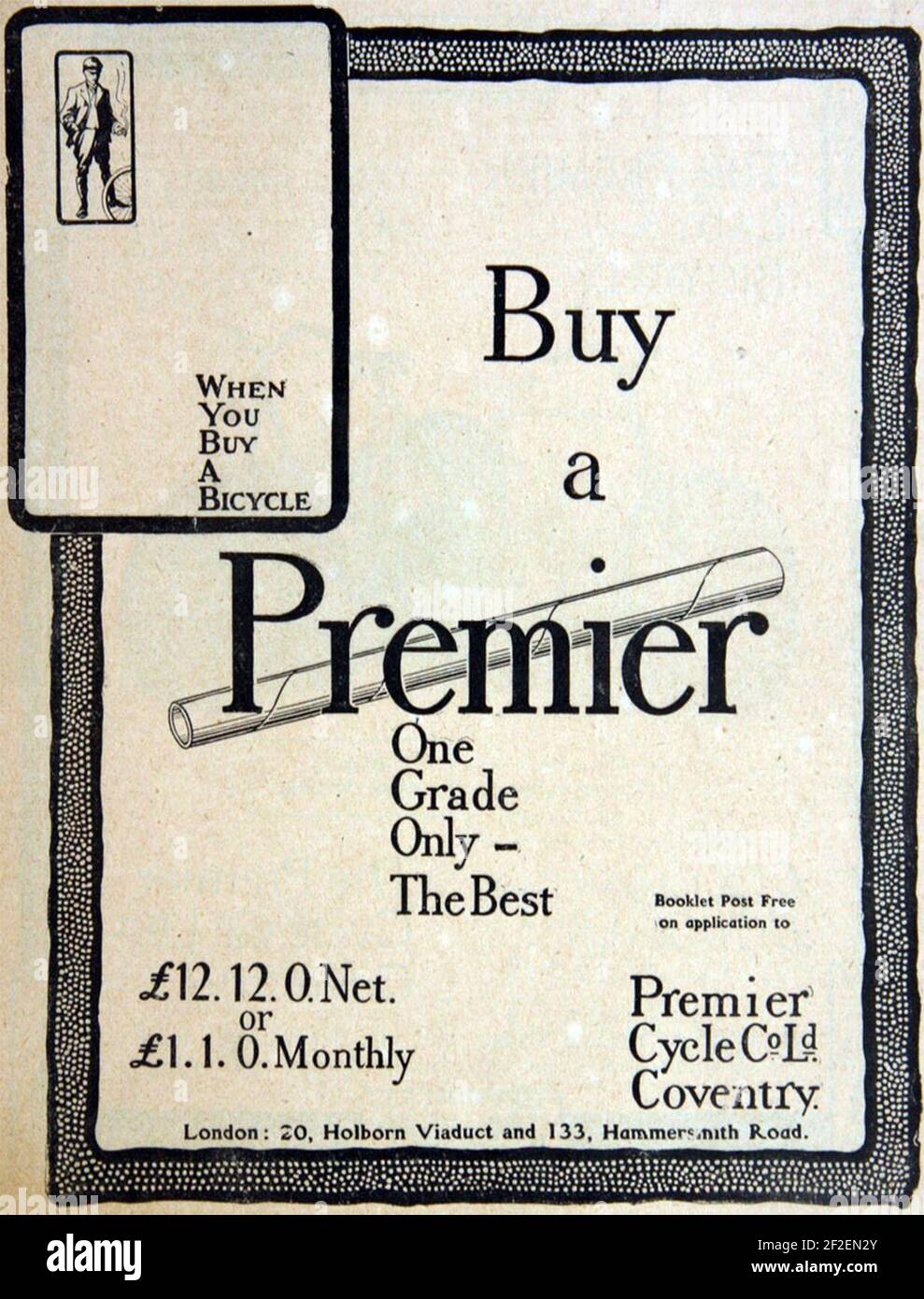 Premier bicycle ad (1904 Stock Photo - Alamy