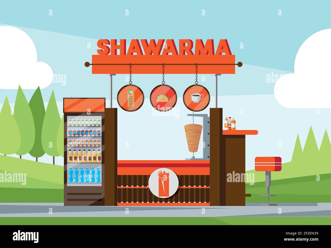 Fastfood kiosk with shawarma text Stock Vector Image & Art - Alamy