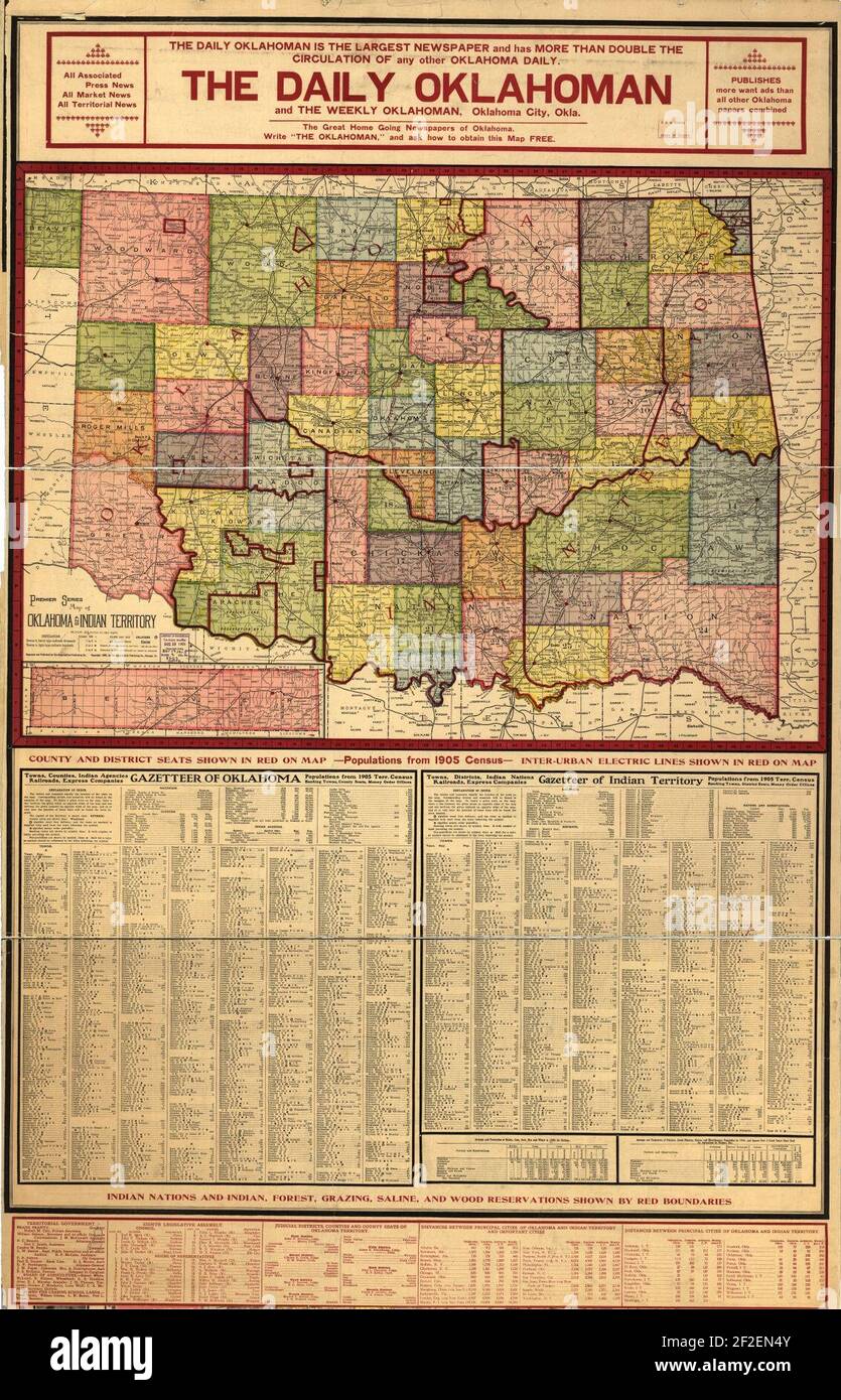 Premier series map of Oklahoma and Indian Territory Stock Photo - Alamy