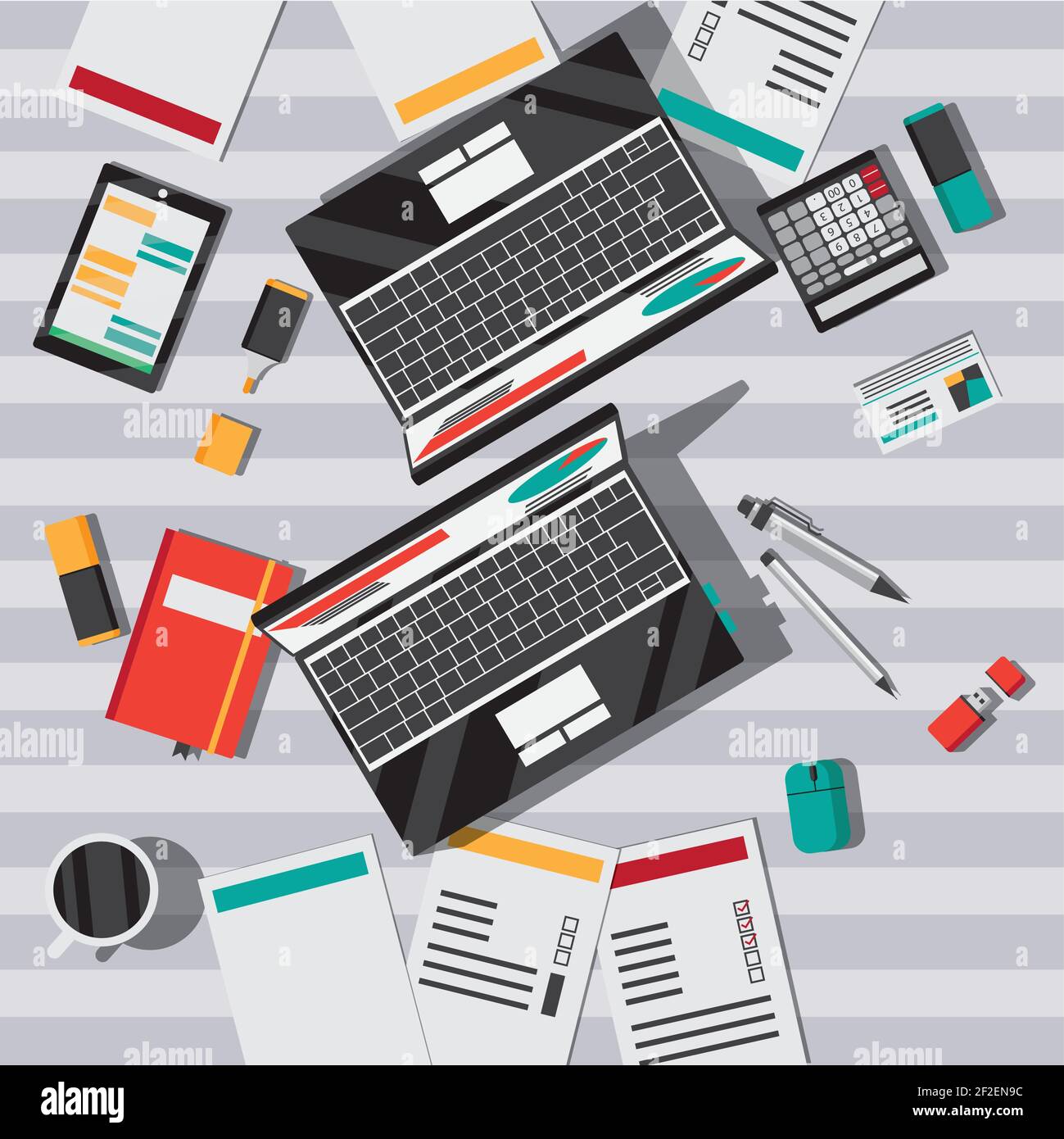 Office table accessories Stock Vector Images - Alamy